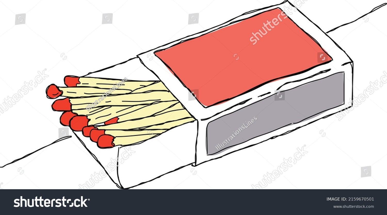 Match Box Drawing Red Opened Stock Vector (Royalty Free) 2159670501 ...