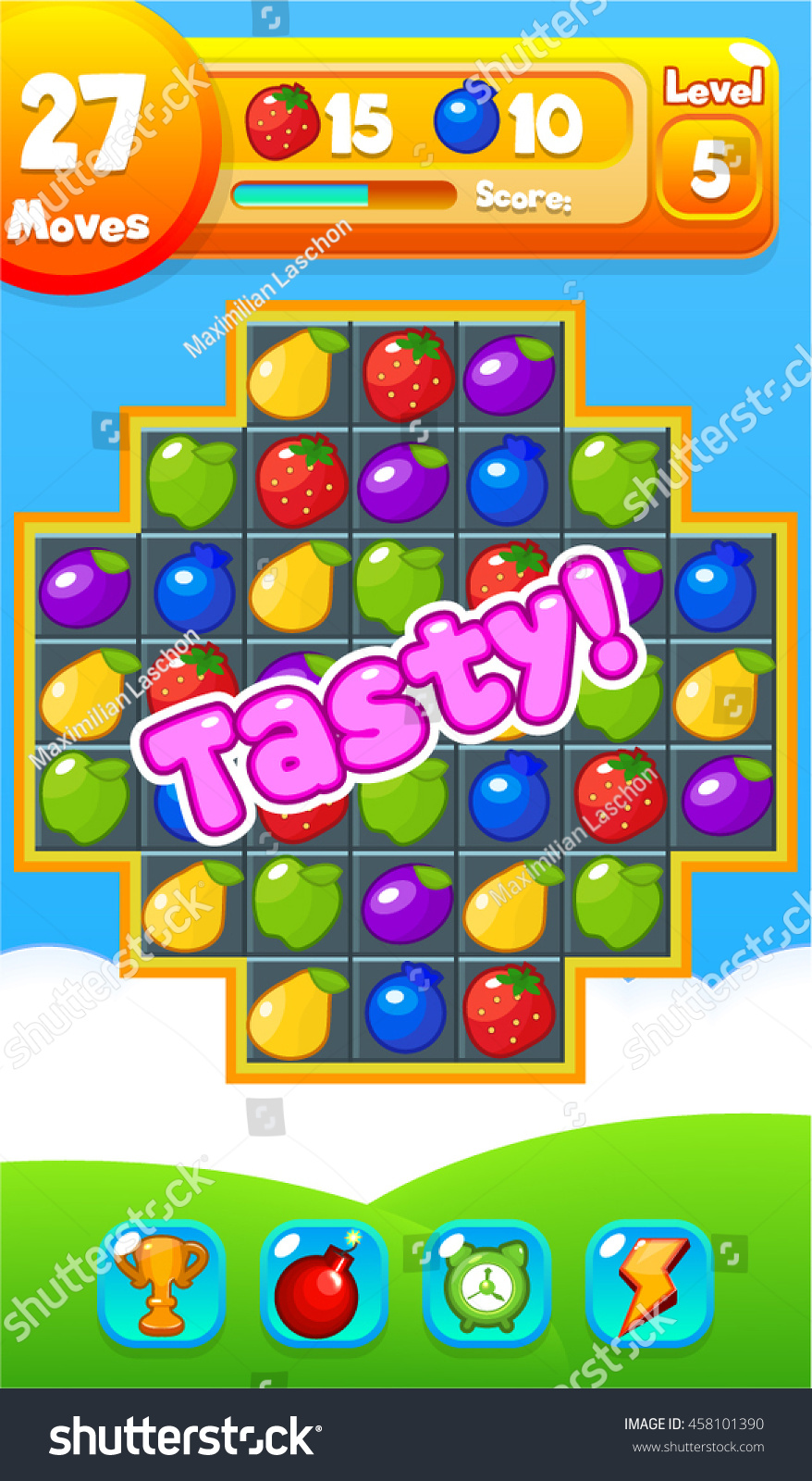 Match 3 Game Background Items Game Stock Vector (Royalty Free) 458101390