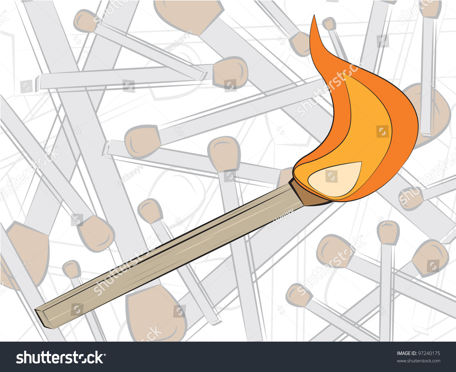 Match Fire Drawing Vector Illustration Stock Vector (Royalty Free) 97240175
