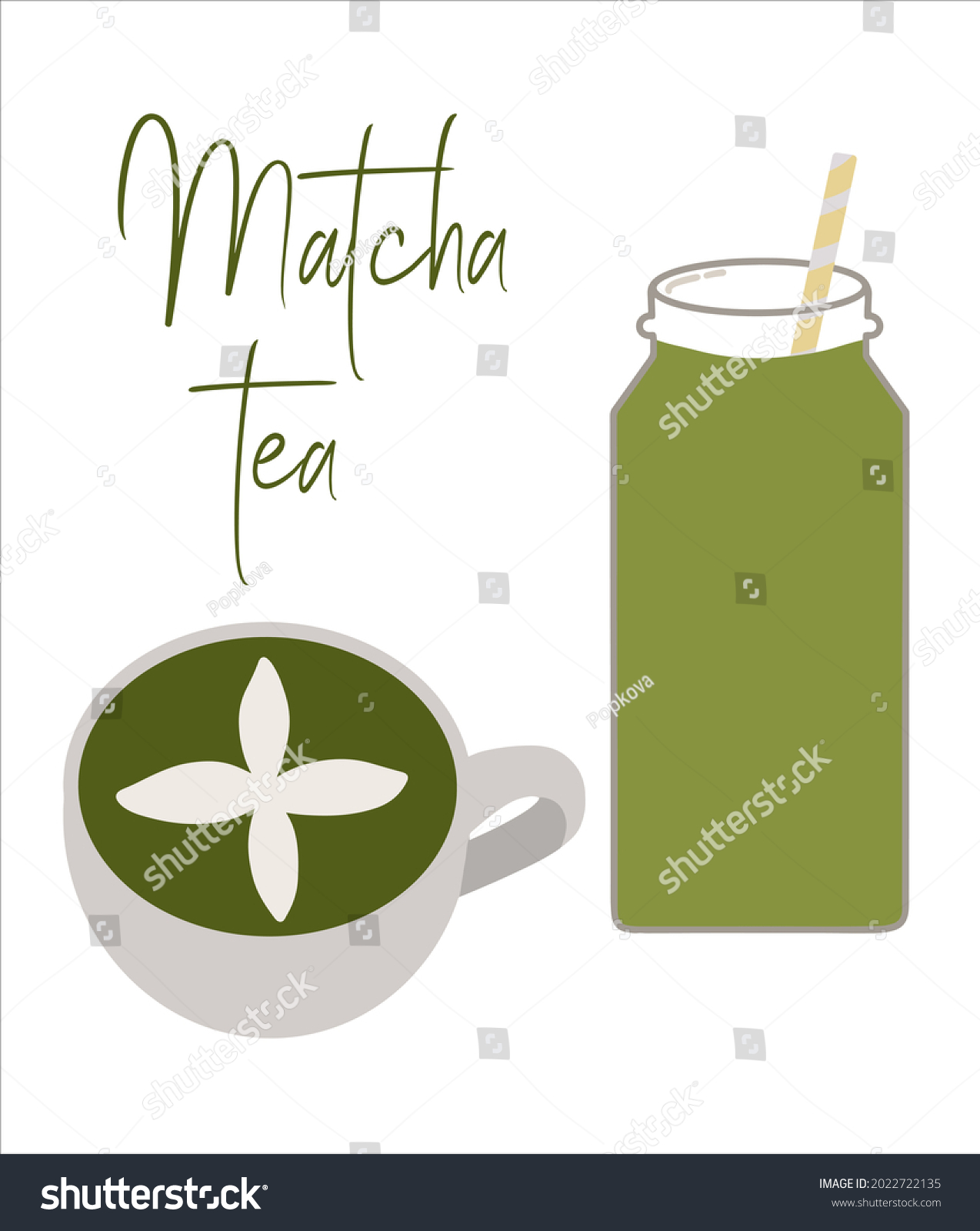 Matcha Green Tea Vector Illustration Stock Vector (Royalty Free ...