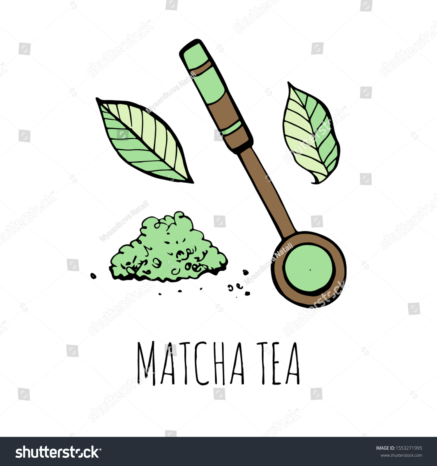 Matcha Tea Set Objects Isolated Vector: เวกเตอร์สต็อก (ปลอดค่าลิขสิทธิ์ ...