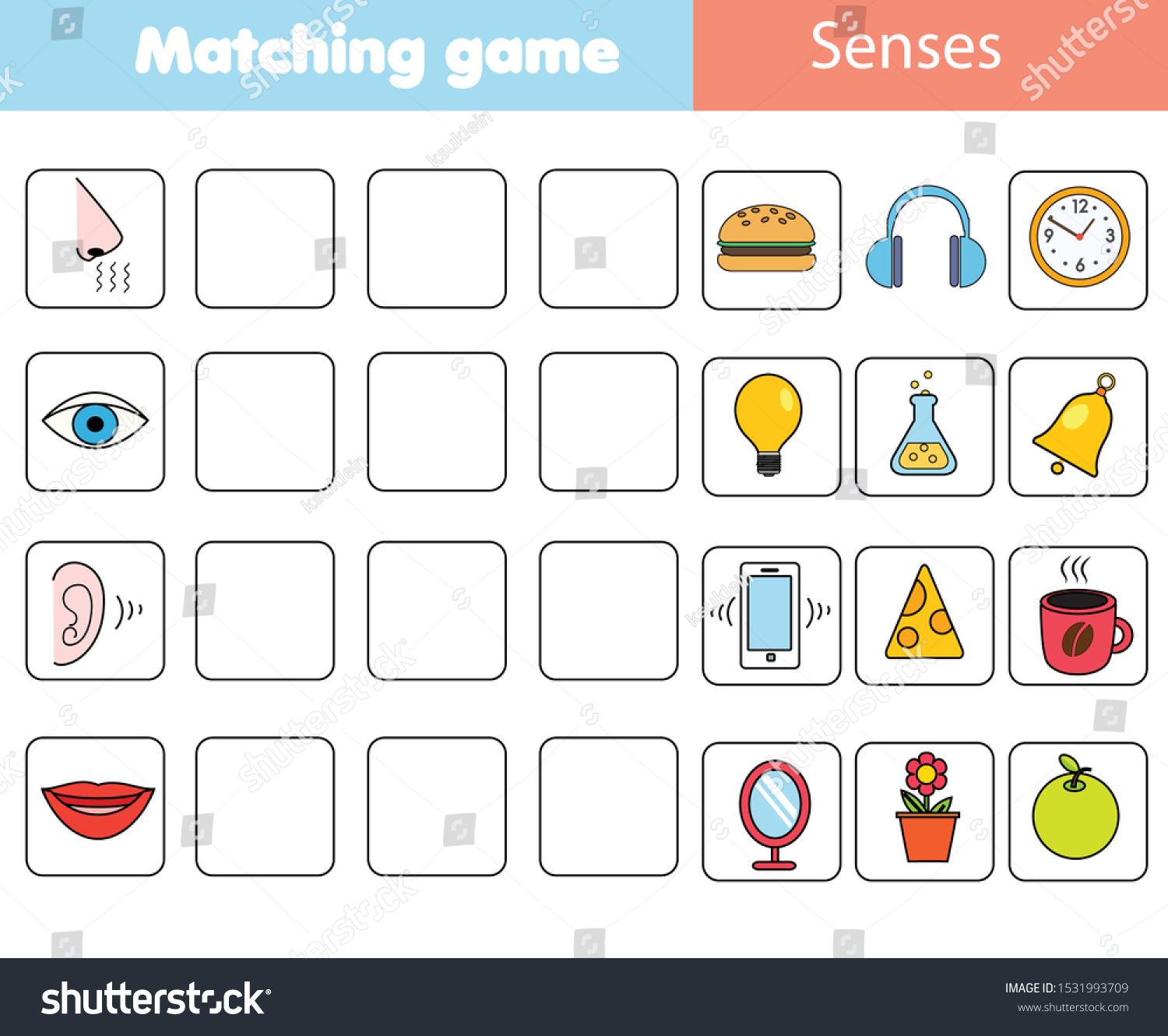 Matching Children Educational Game Match Objects: เวกเตอร์สต็อก (ปลอด ...