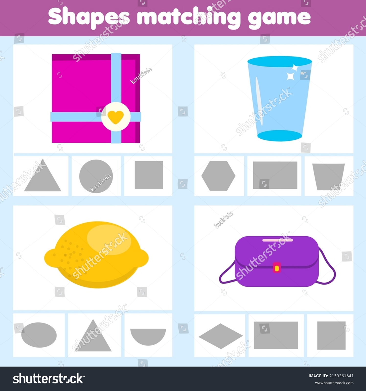 Matching Children Educational Game Match Real Stock Vector (Royalty ...