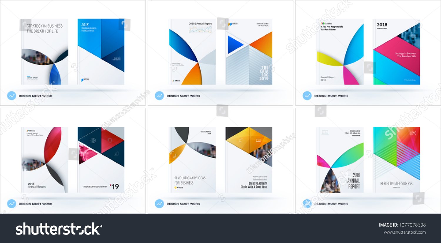 Material Design Template Colourful Circles Intersections: vector de ...