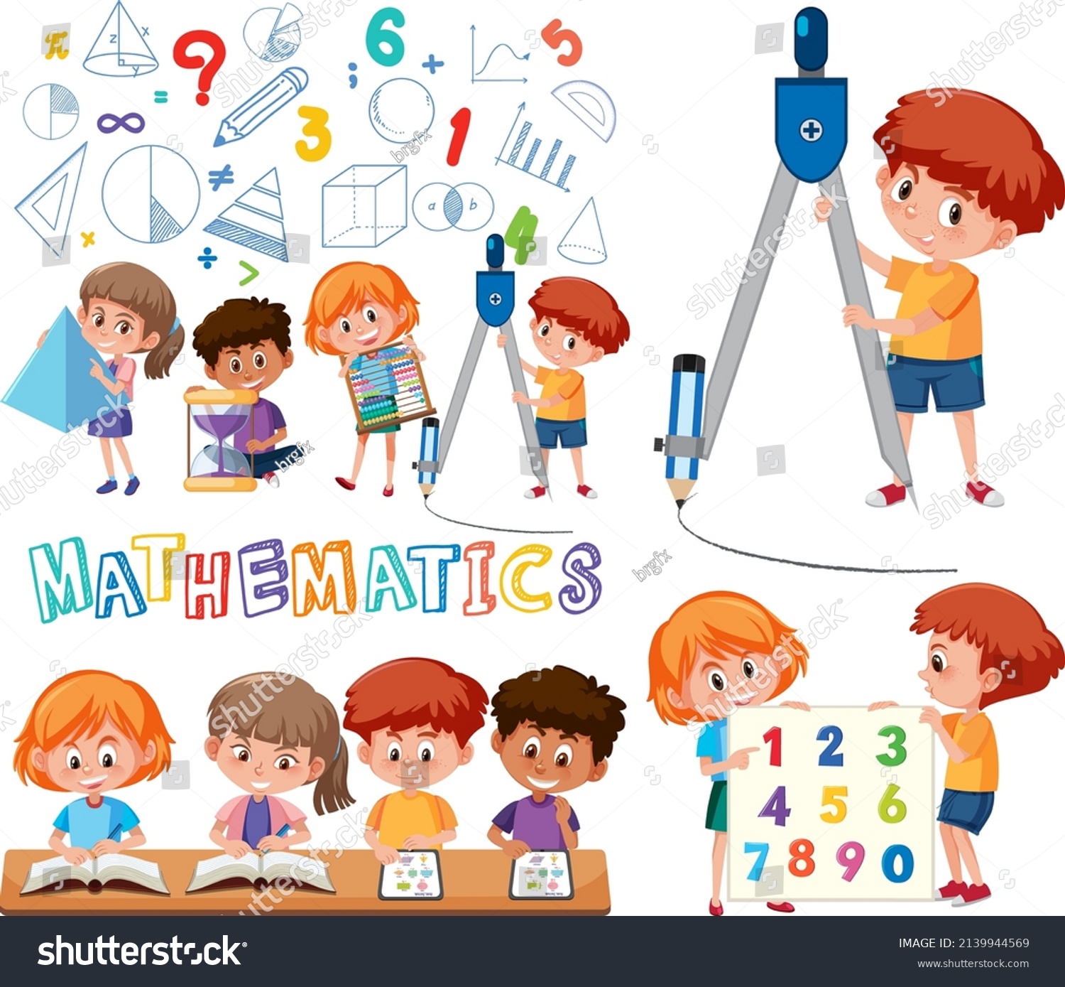 Math Classroom Objects Supplies Students Illustration Stock Vector ...