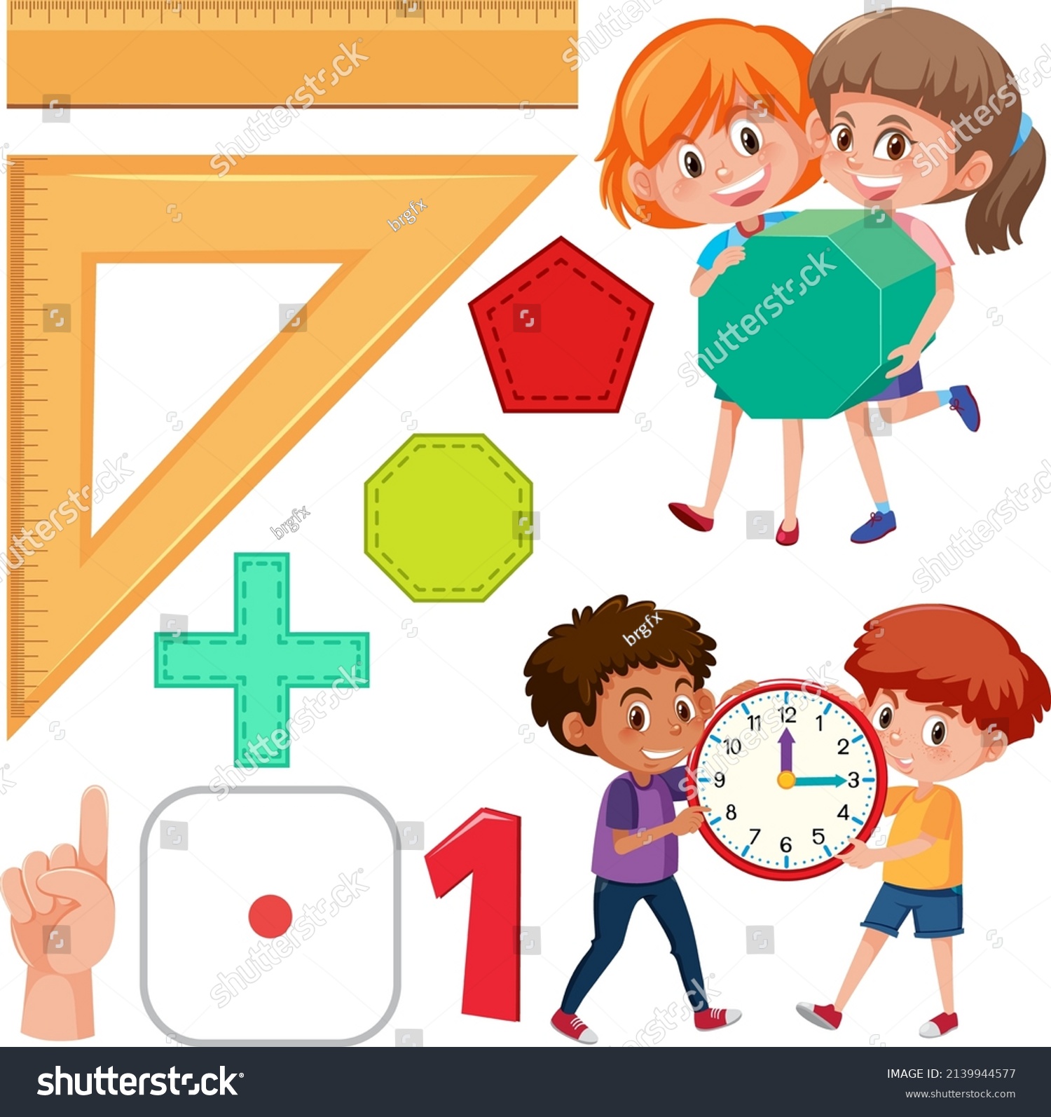 Math Classroom Objects Supplies Students Illustration Stock Vector ...