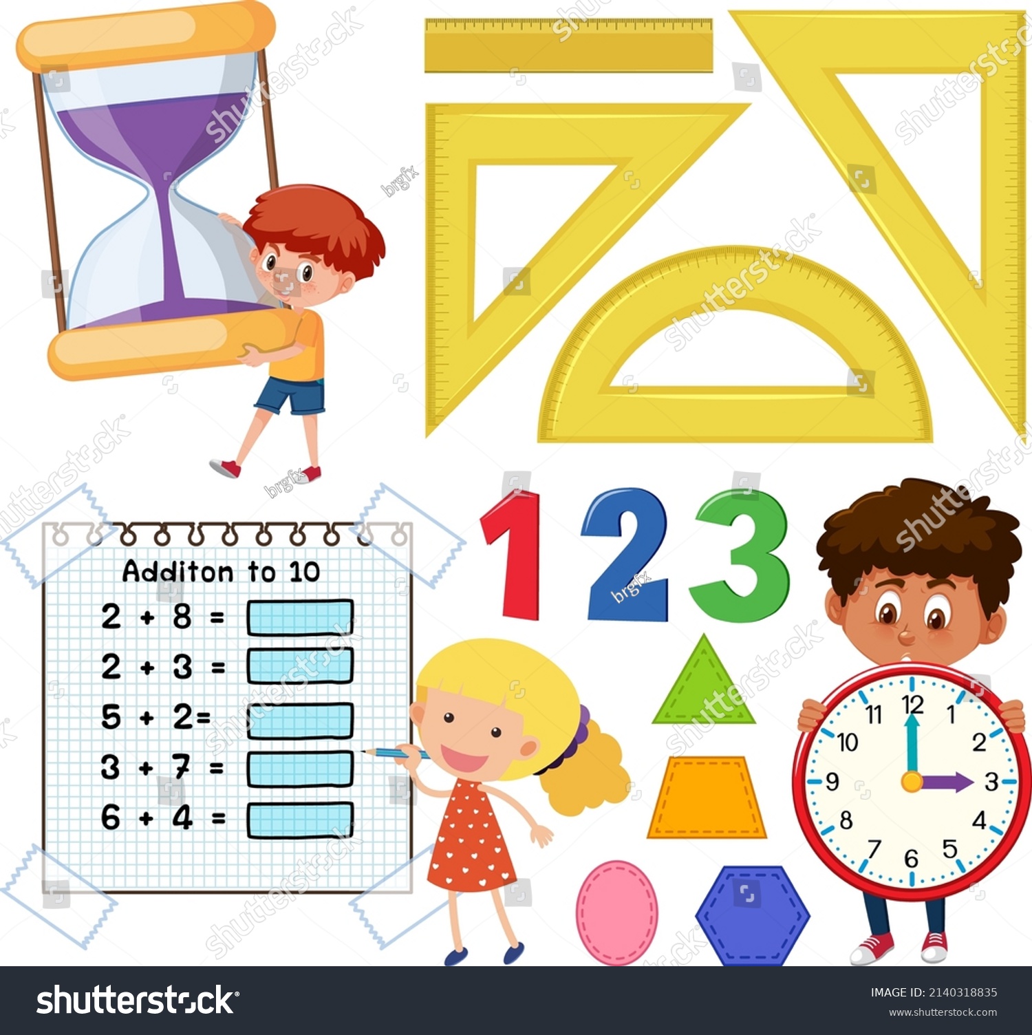 Math Classroom Objects Supplies Students Illustration Stock Vector ...