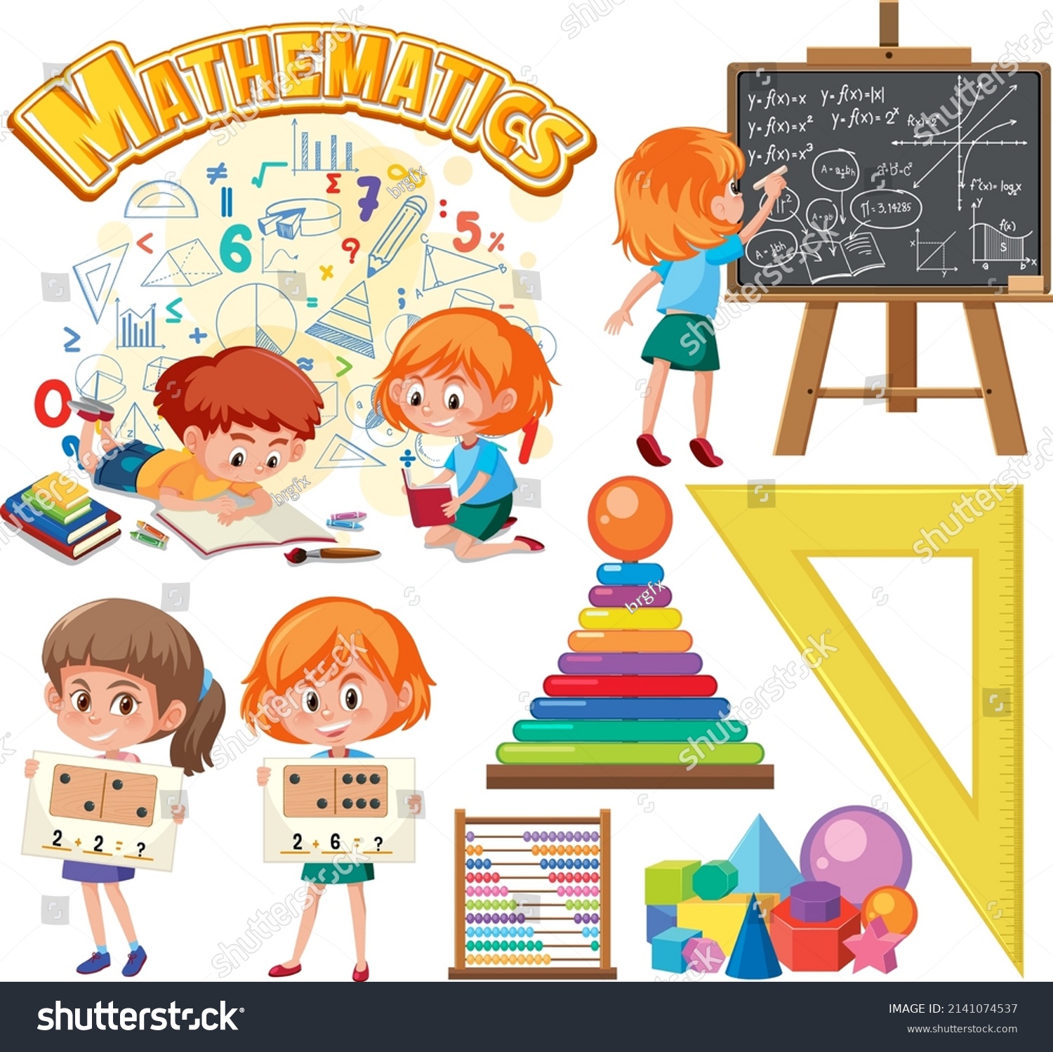 Math Classroom Objects Supplies Students Illustration Stock Vector ...