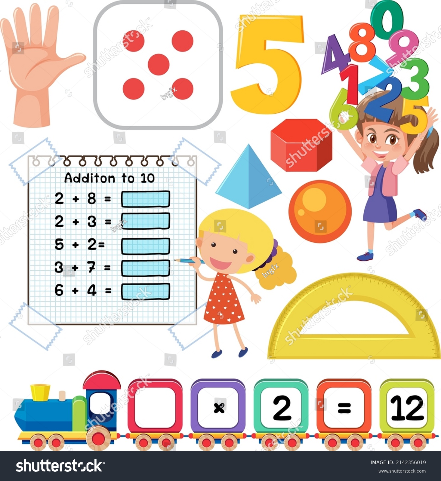 Math Classroom Objects Supplies Students Illustration Stock Vector ...