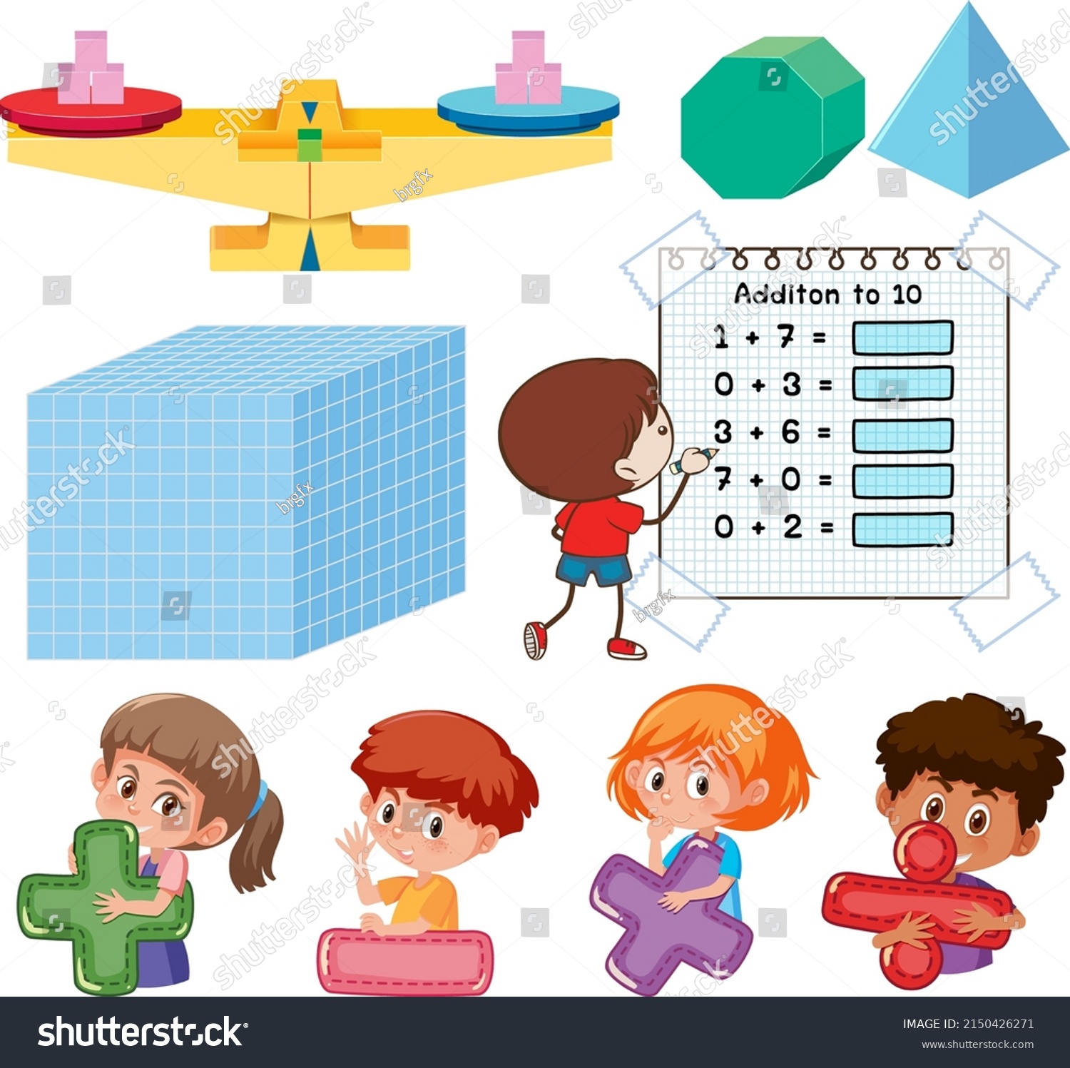Math Classroom Objects Supplies Students Illustration Stock Vector ...