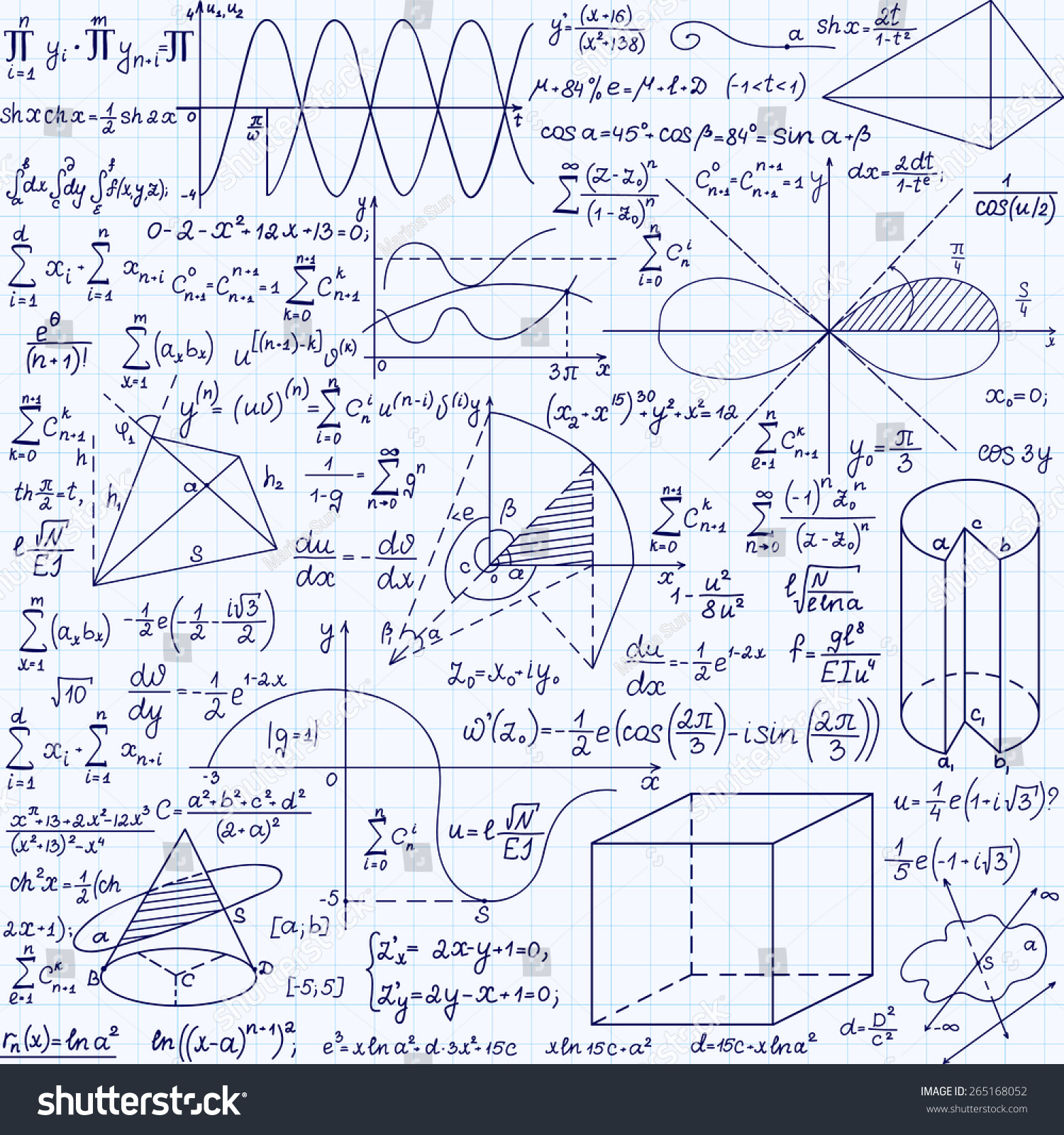 Math Education Vector Seamless Pattern Handwritten Stock Vector ...