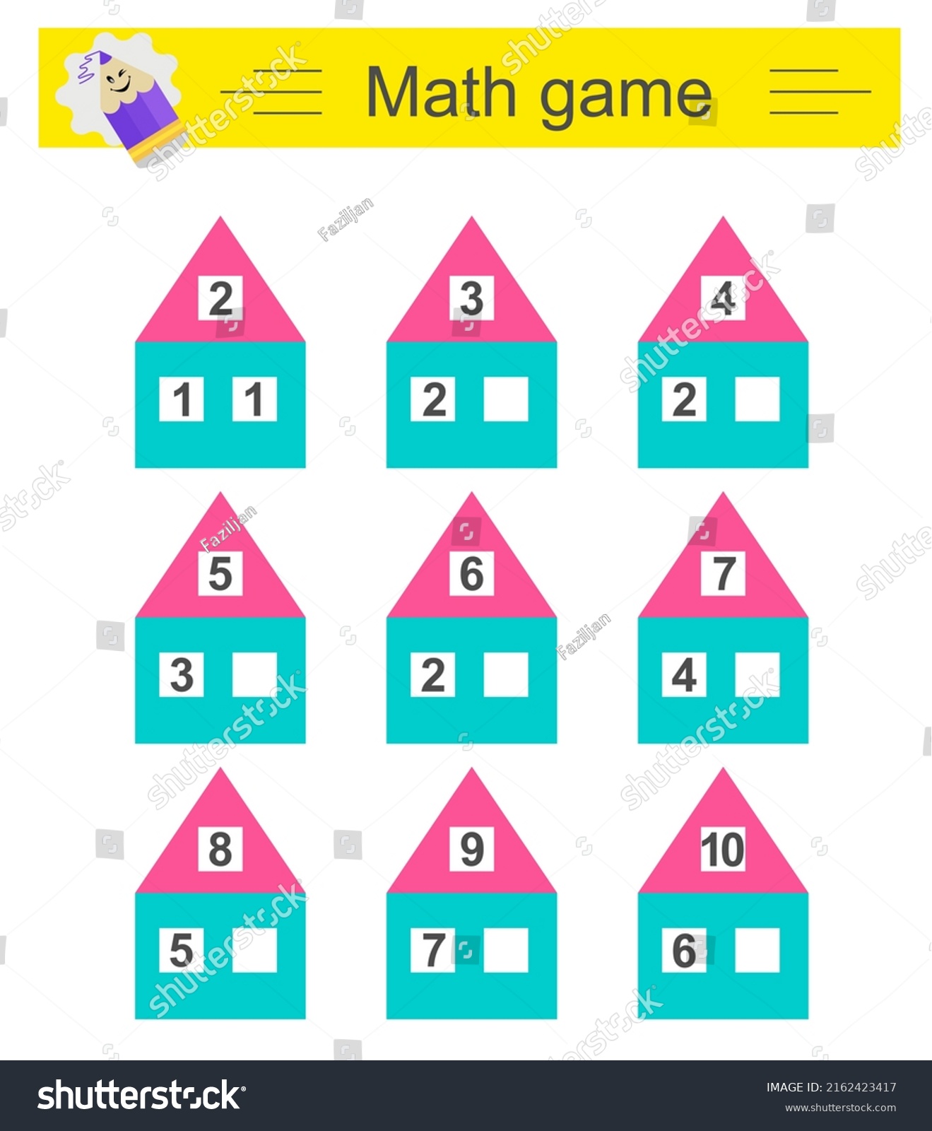 Math Game Practice Worksheet Vector Illustration Stock Vector (Royalty ...