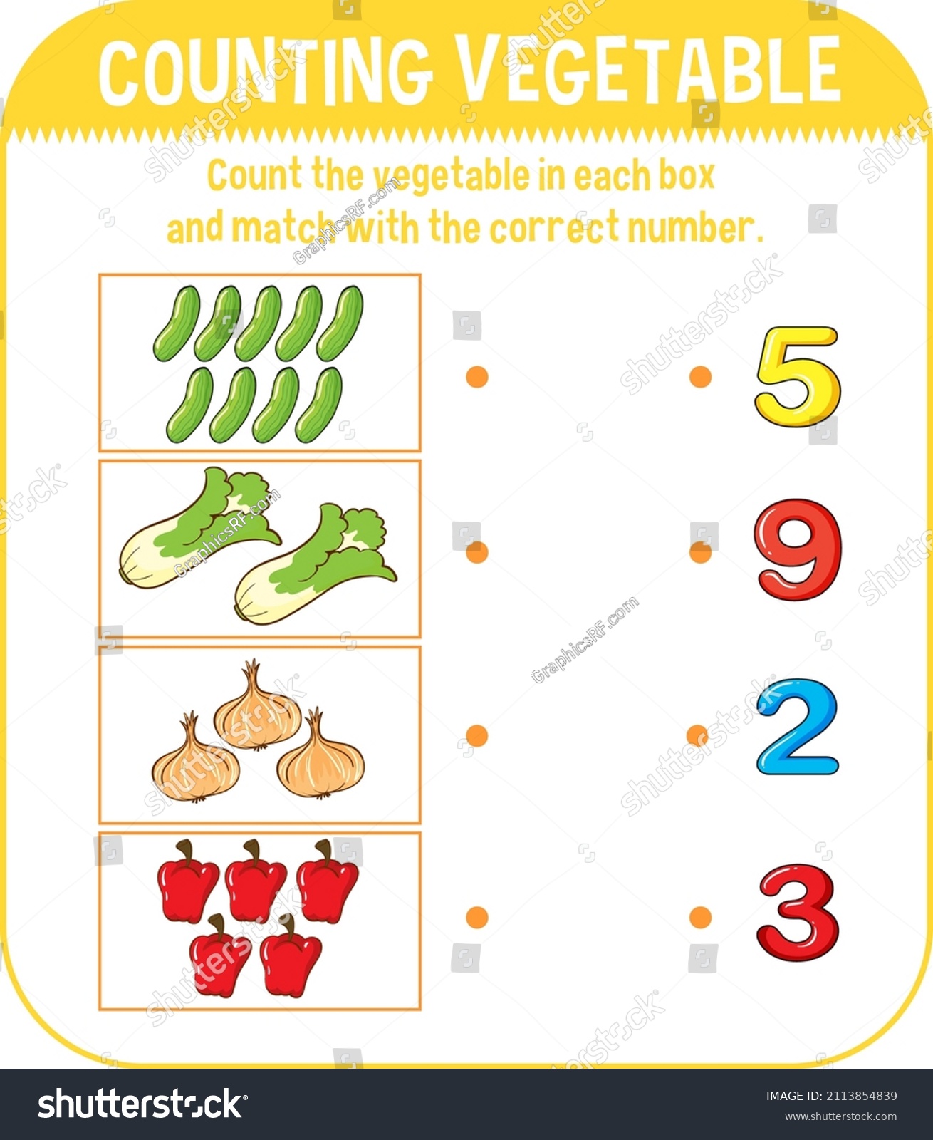 Math Game Template Counting Vegetable Illustration Stock Vector ...