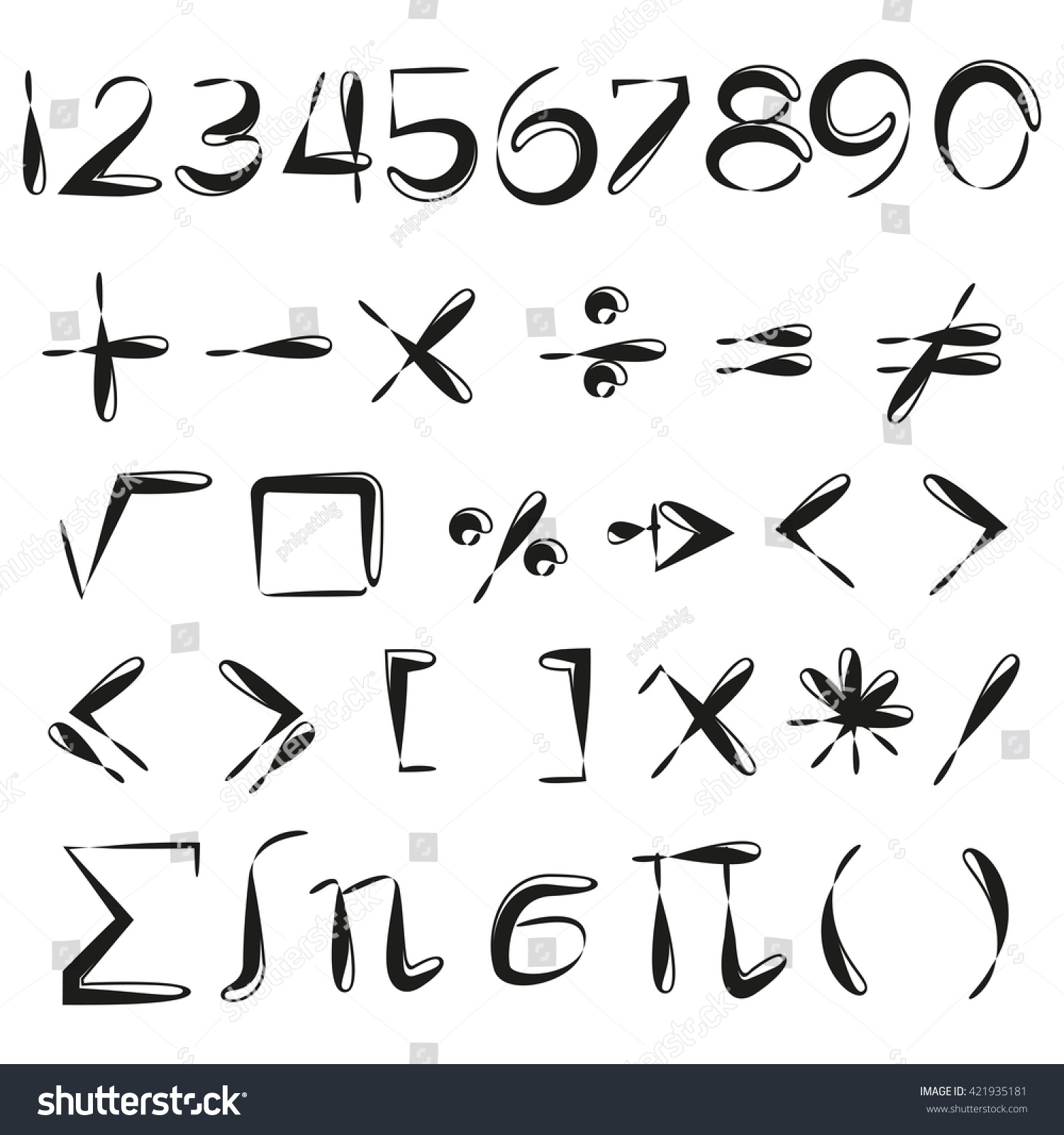 Math Icons Math Symbols Set Stock Vector (Royalty Free) 421935181 ...