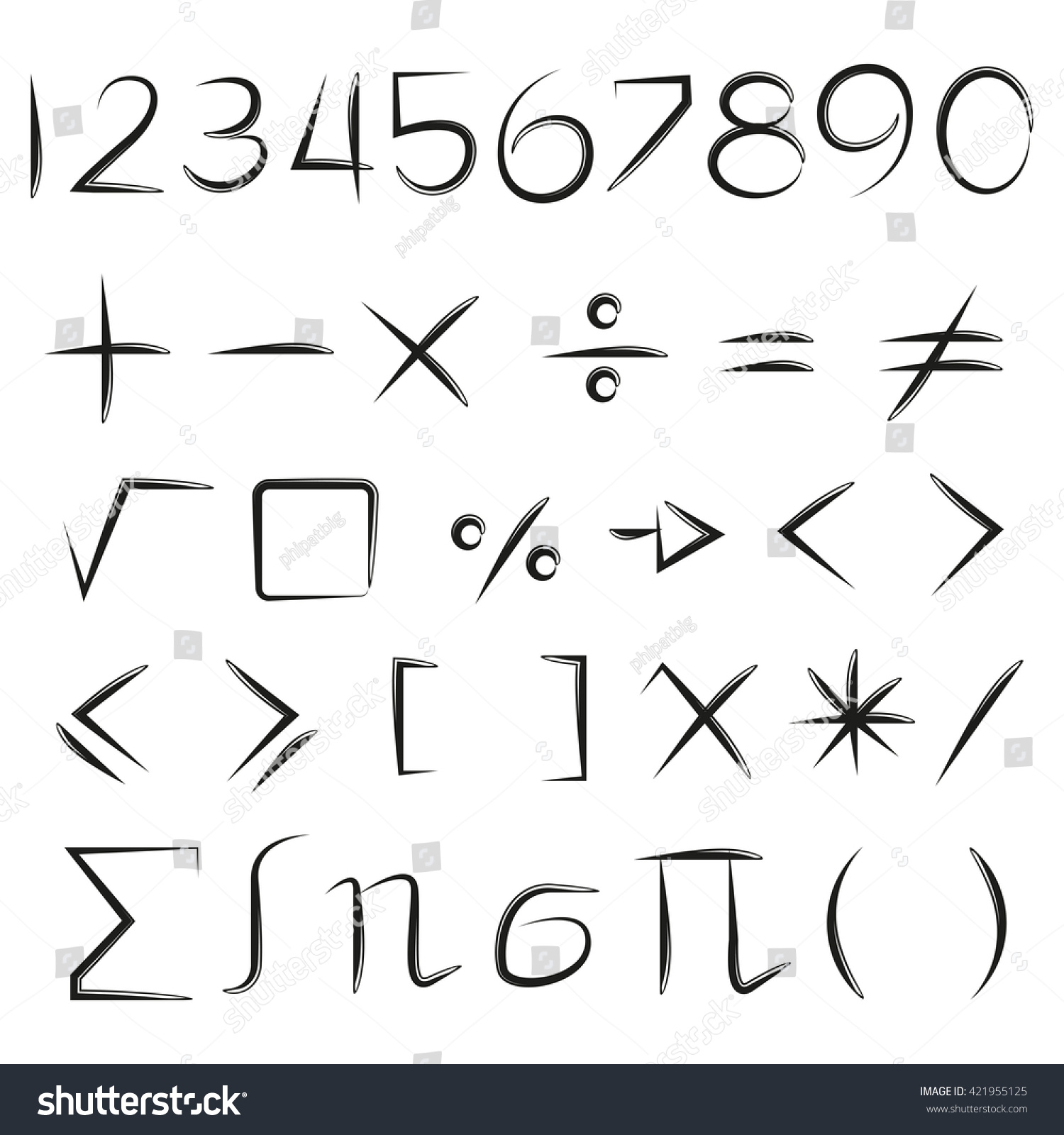Math Icons Math Symbols Set Stock Vector (Royalty Free) 421955125 ...