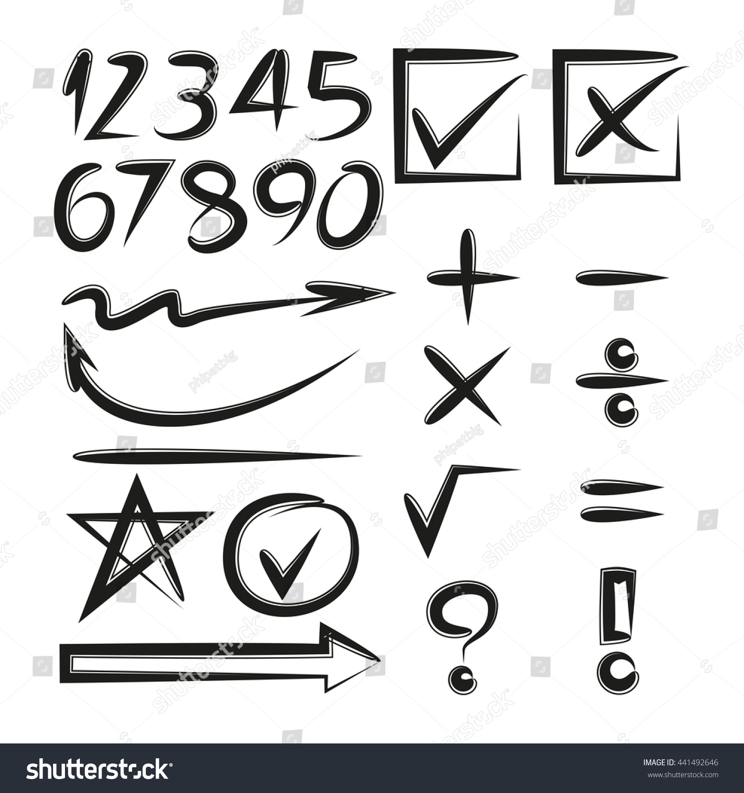 Math Icons Number Arrows Stock Vector (Royalty Free) 441492646 ...