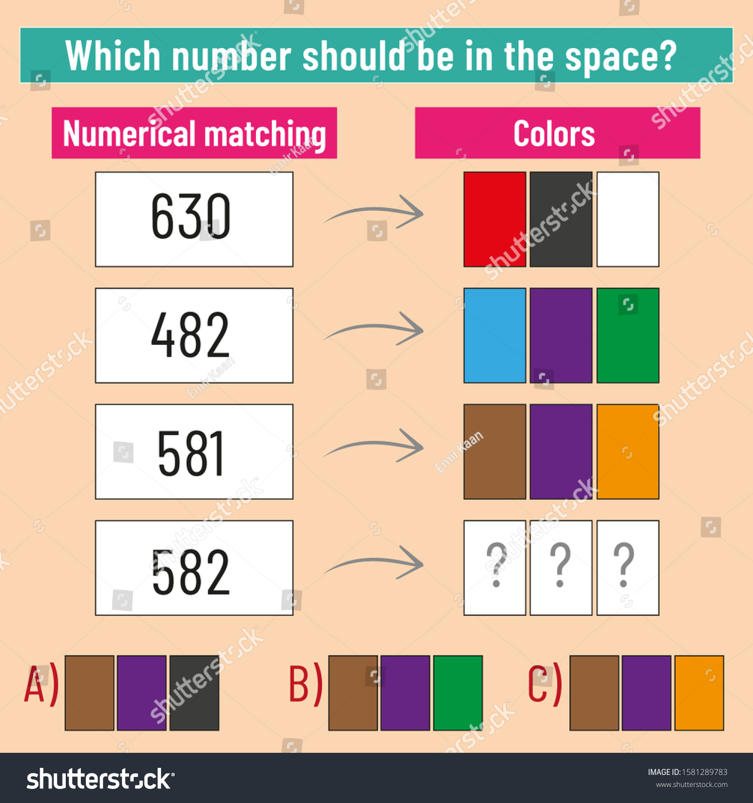 Math Matching Question What Colors Should: vector de stock (libre de ...