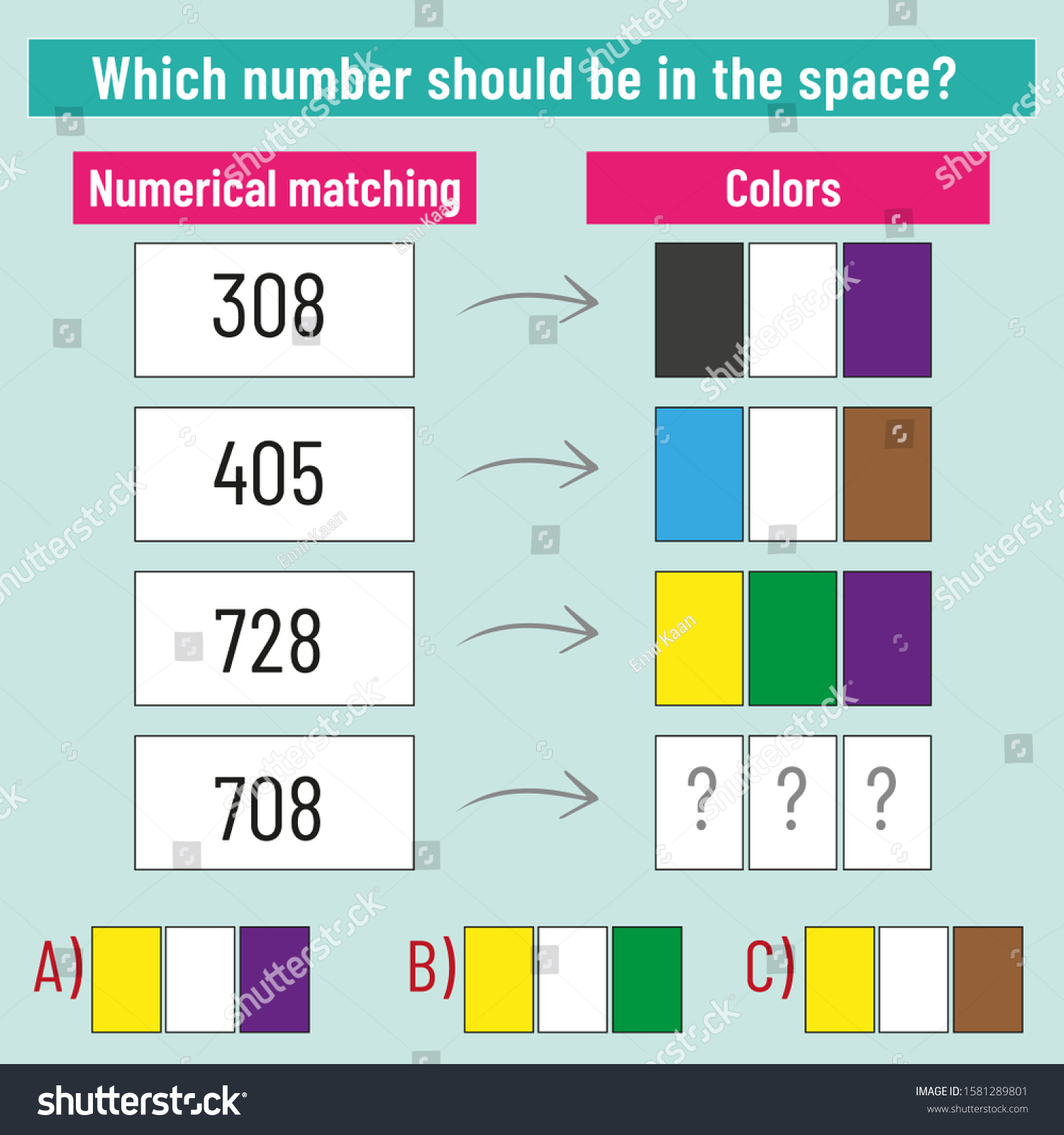 Math Matching Question What Colors Should Stock Vector (Royalty Free ...