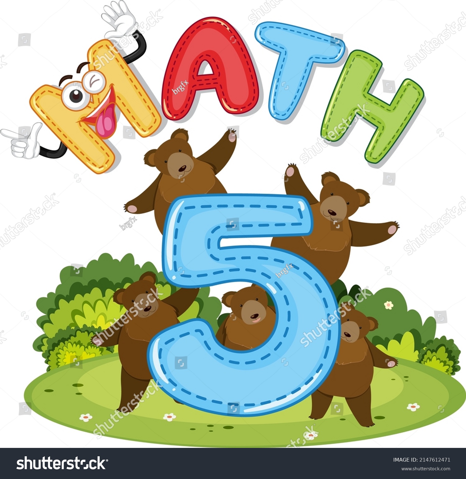 Math Number 5 Five Bears Illustration Stock Vector (Royalty Free ...