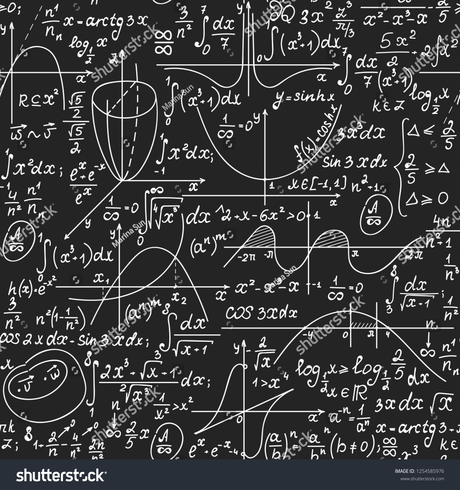 Math Seamless Endless Vector Texture Handwritten Stock Vector (Royalty ...