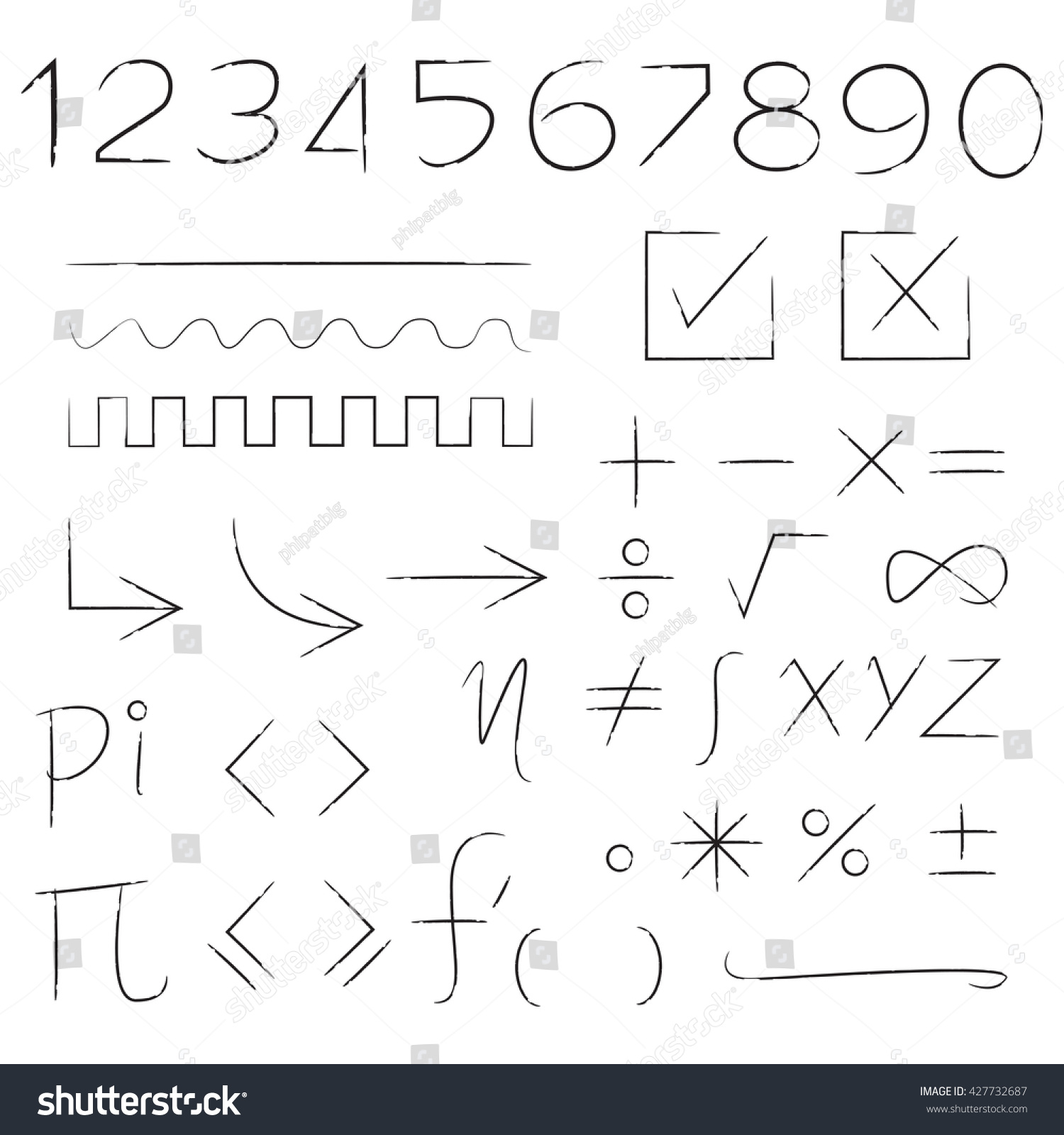 Math Sign Number Check List Stock Vector (Royalty Free) 427732687 ...