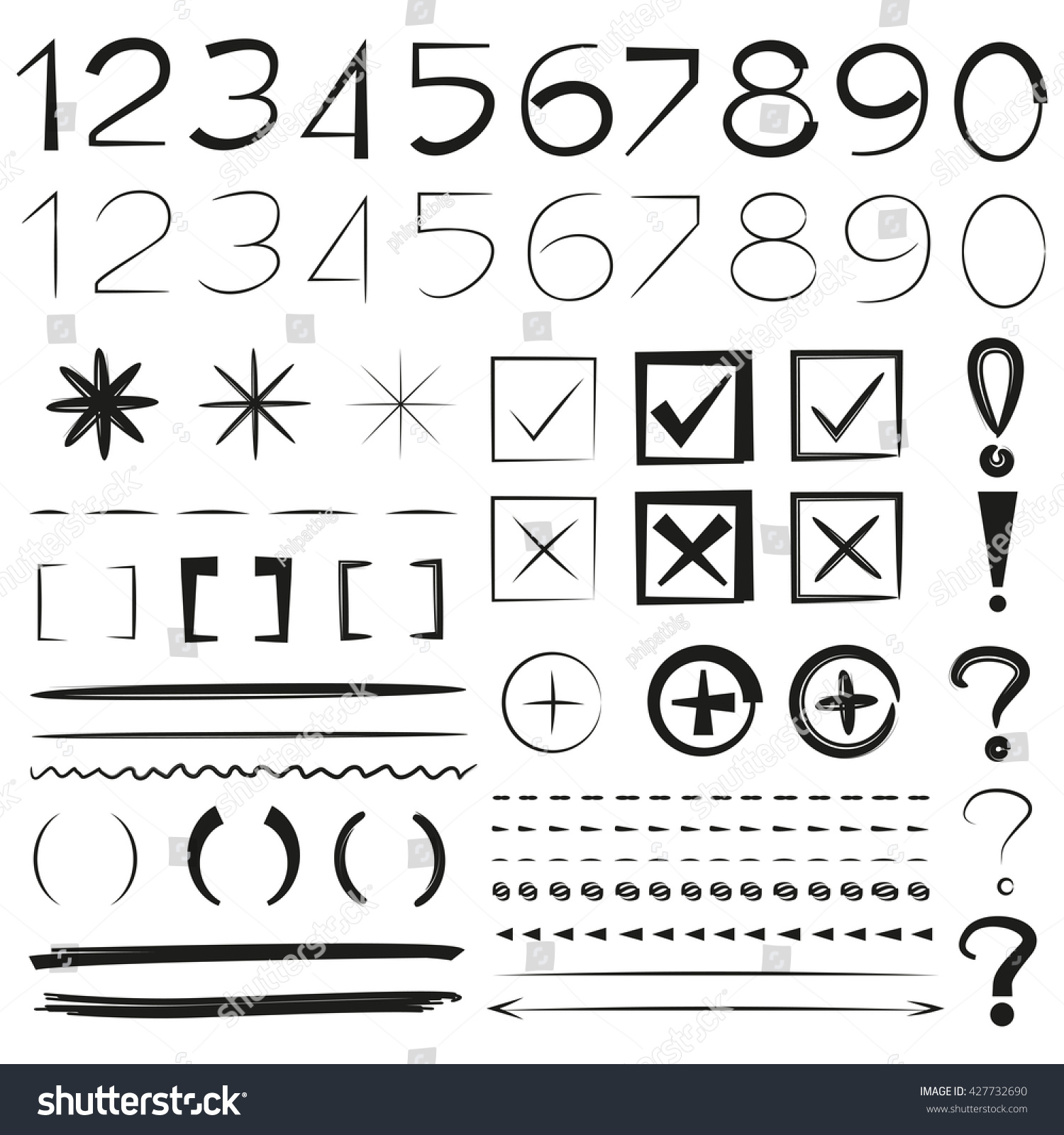Math Sign Number Check List Stock Vector (Royalty Free) 427732690 ...