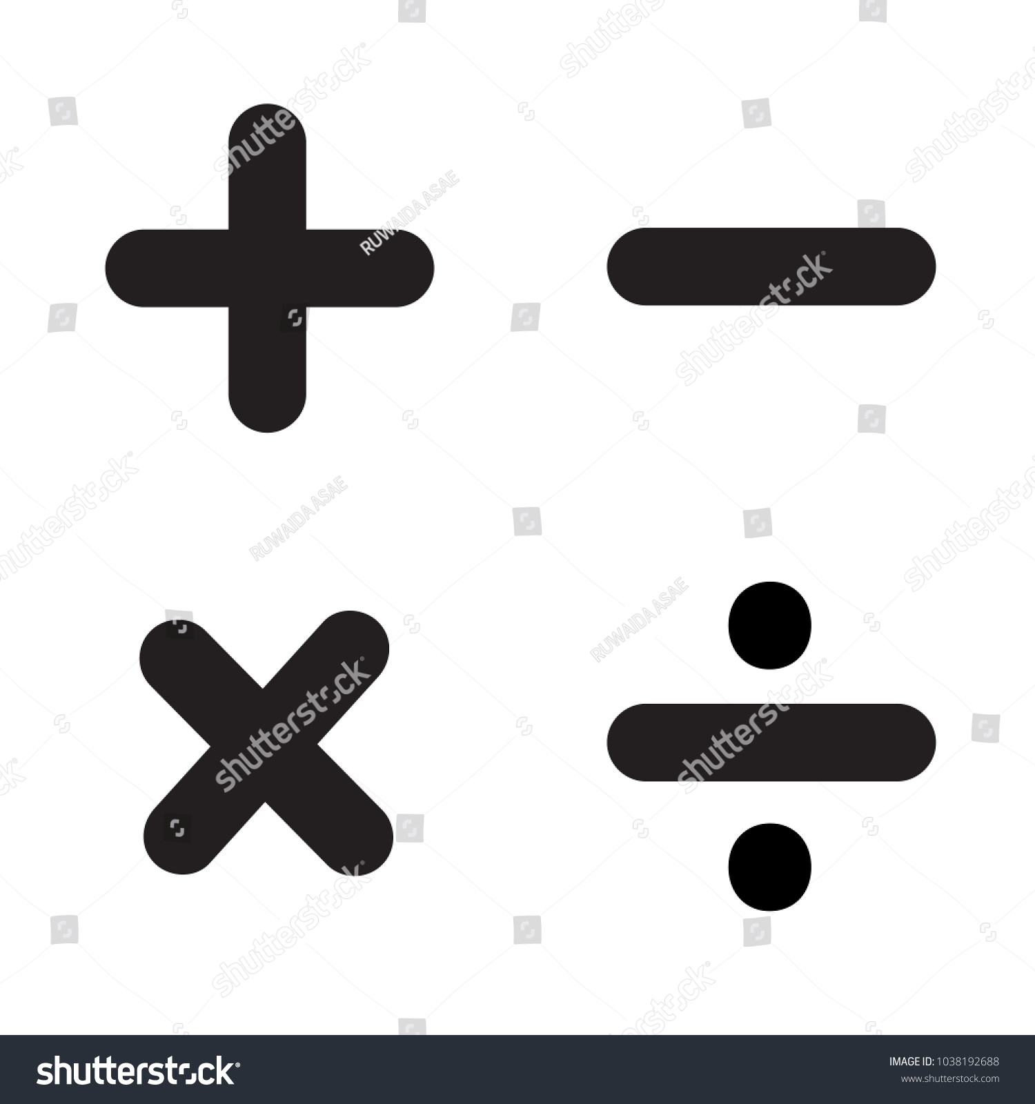 Math Symbols Icon Set: vector de stock (libre de regalías) 1038192688 ...