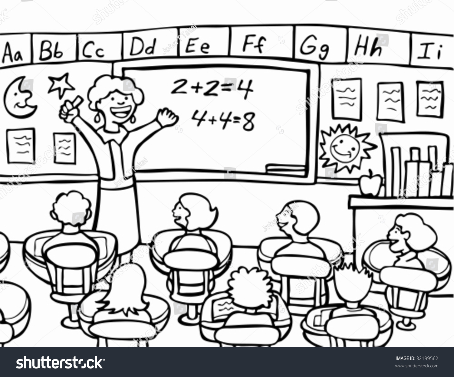 Math Teacher Line Art Stock Vector (Royalty Free) 32199562