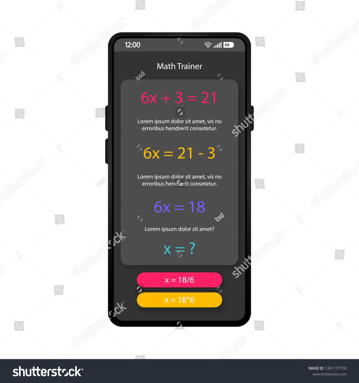 Vektor Stok Math Trainer App Smartphone Interface Vector (Tanpa Royalti ...
