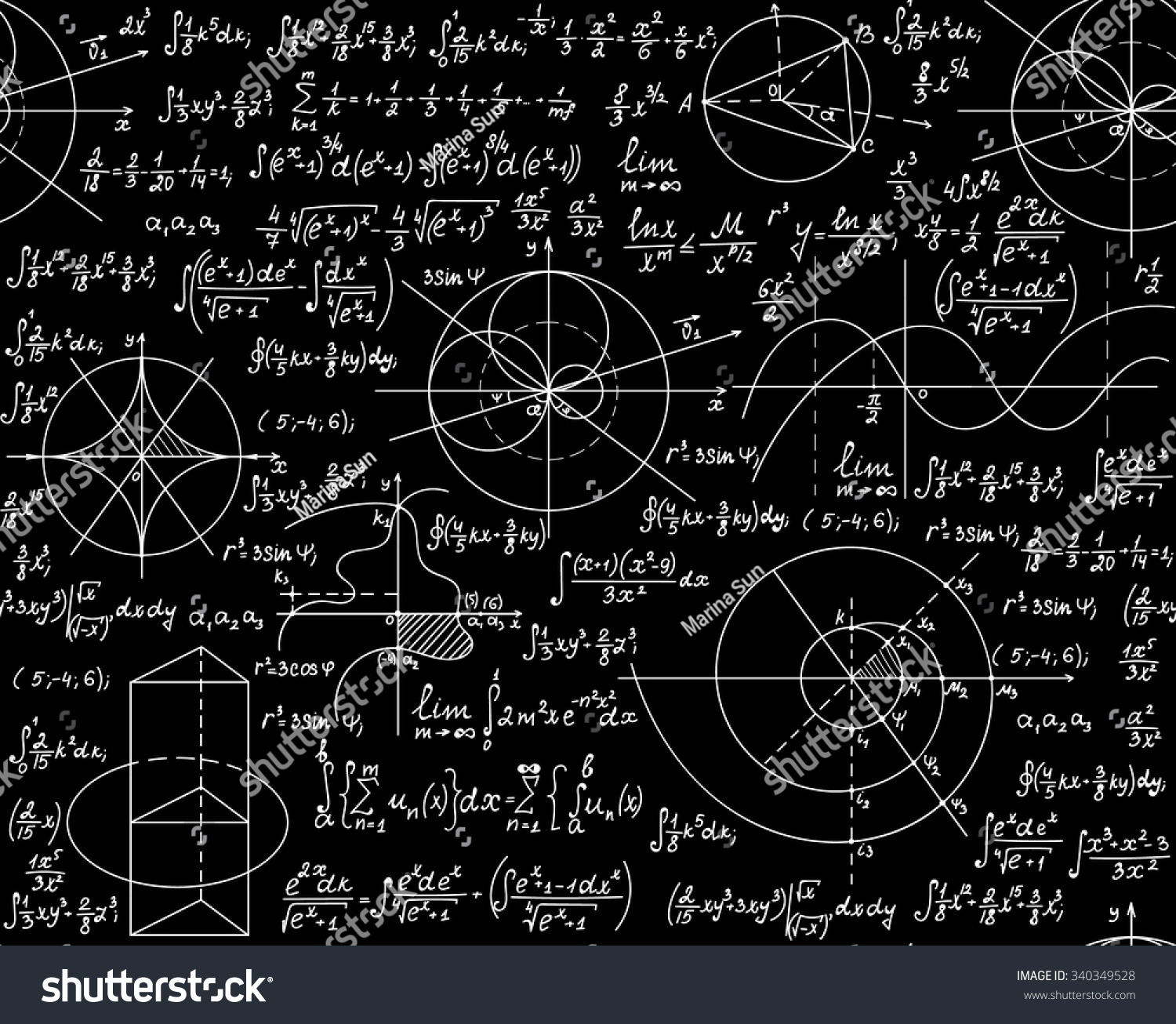 Math Vector Endless Texture With Handwritten Formulas, Plots, Figures ...