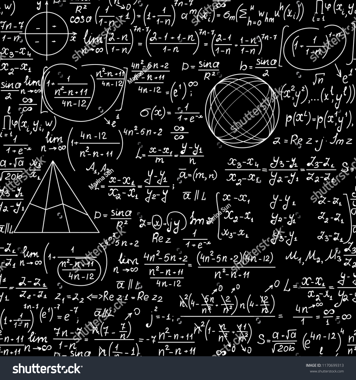 Math Vector Seamless Pattern Handwritten Algebra Stock Vector (Royalty ...