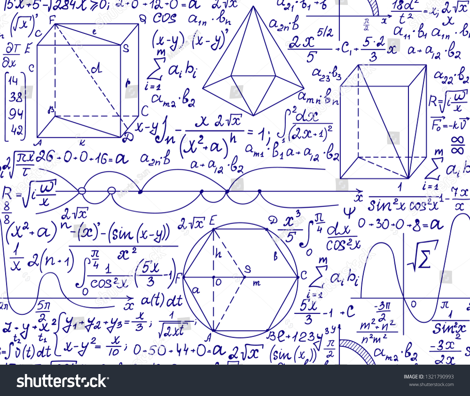 Math Vector Seamless Pattern Handwritten Formulas Stock Vector (Royalty ...