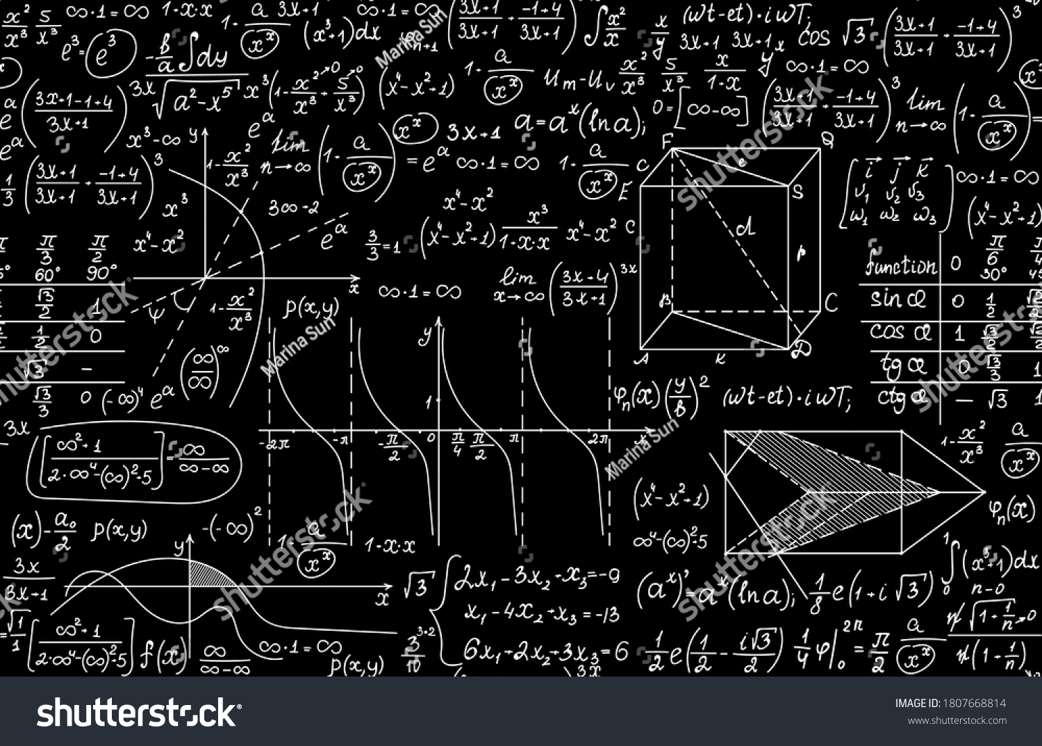 Math Vector Seamless Pattern Handwritten Mathematical Stock Vector ...
