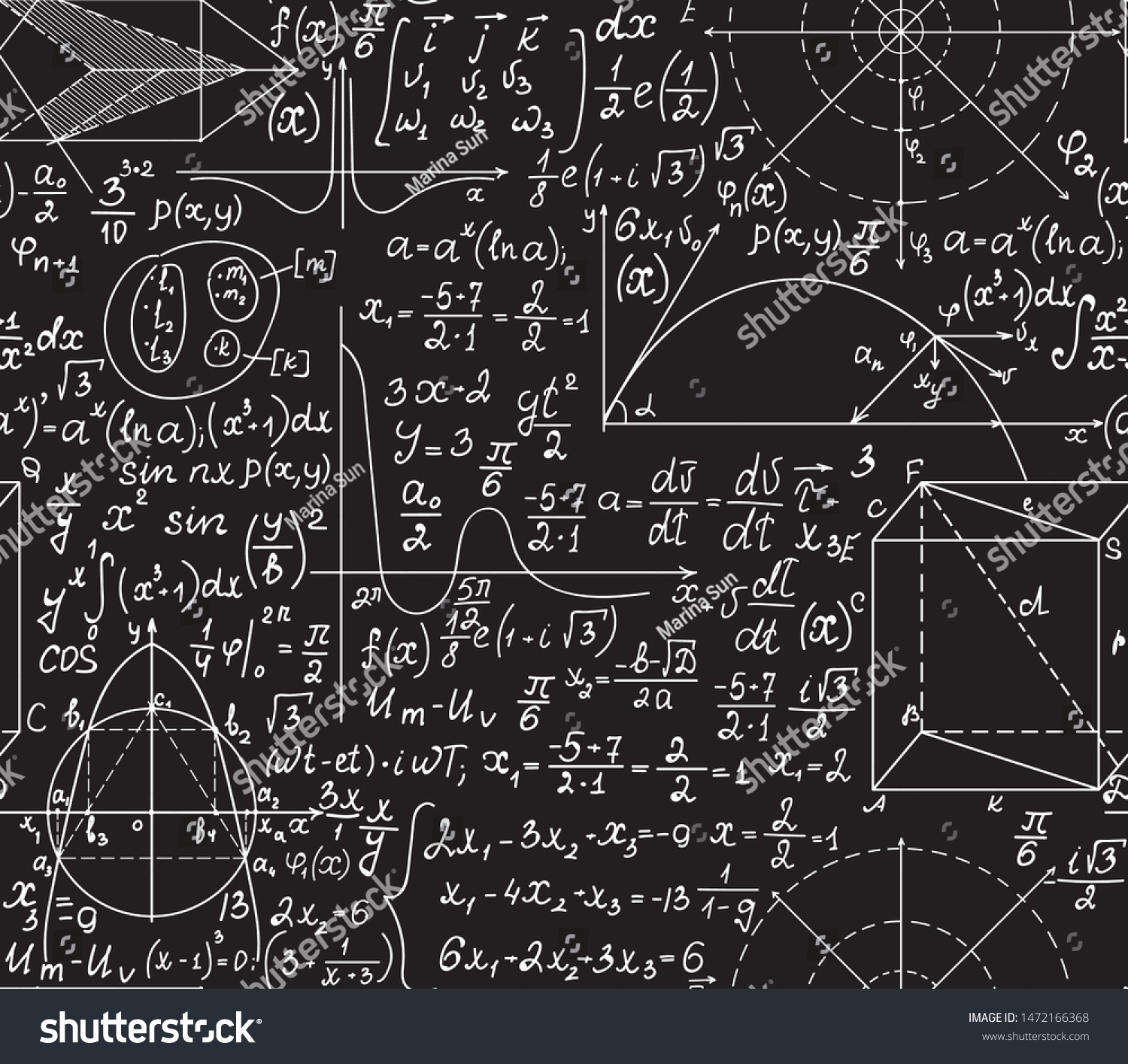 Math Vector Seamless Texture Handwritten Algebra: vector de stock ...
