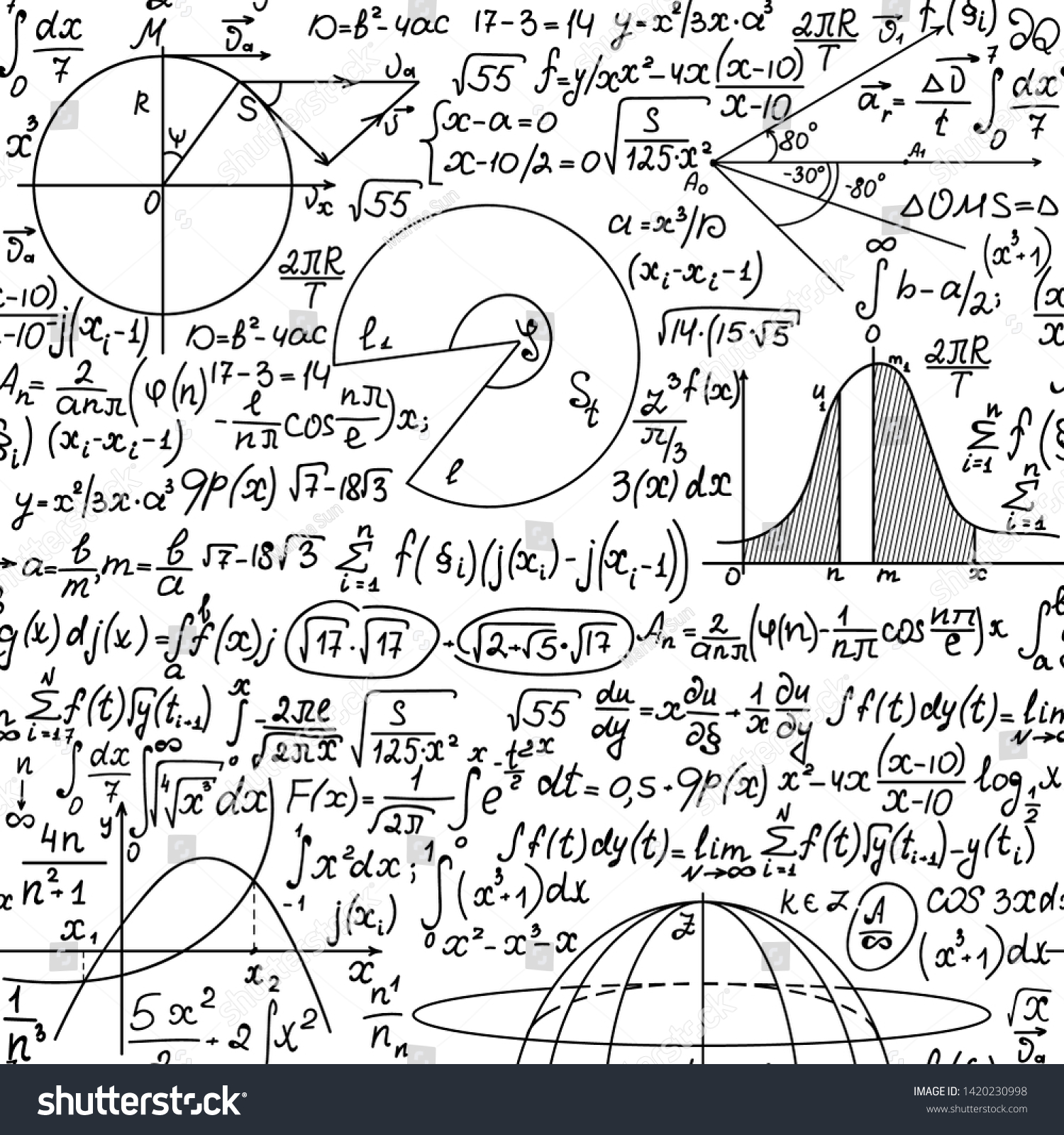 Math Vector Seamless Texture Handwritten Formulas: vector de stock ...