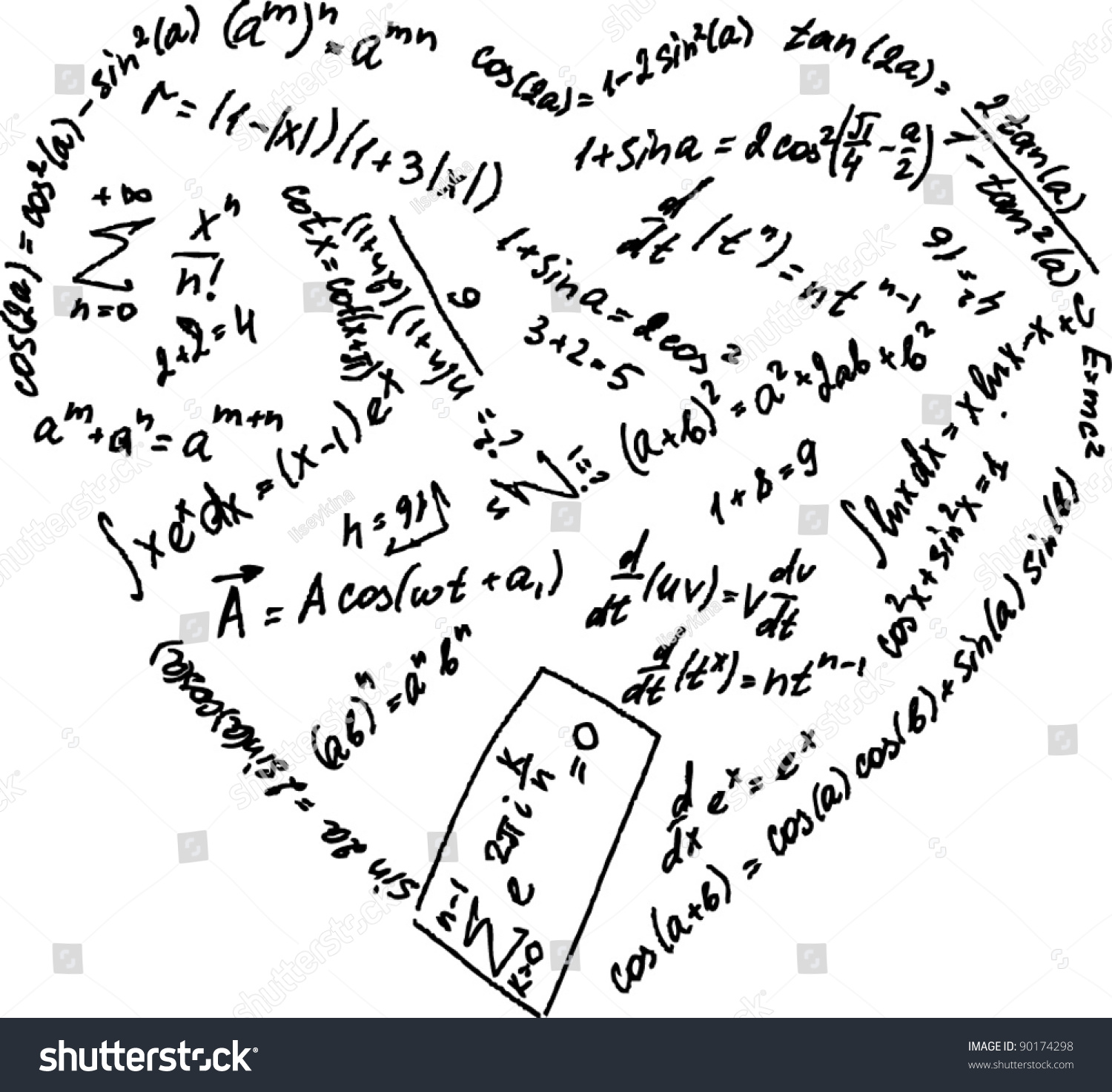 Mathematical Formulas Heart Shape Stock Vector (Royalty Free) 90174298