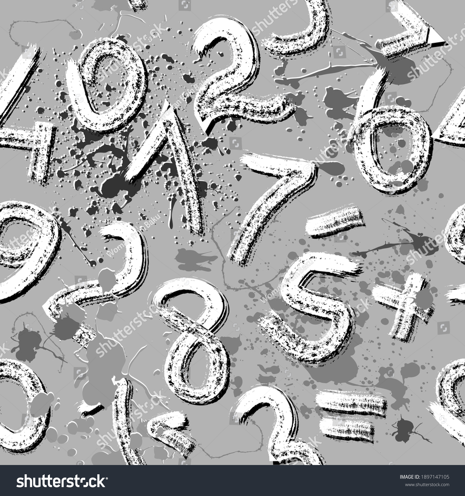 Mathematical Seamless Pattern Modern Grunge Digit Stock Vector (Royalty ...