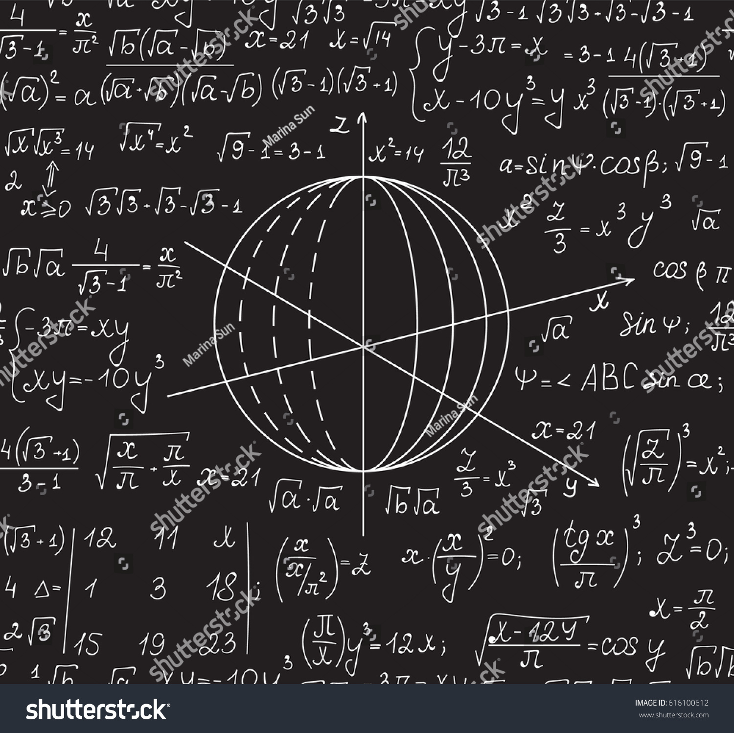 Mathematical Vector Seamless Pattern Handwritten Spheres Stock Vector ...