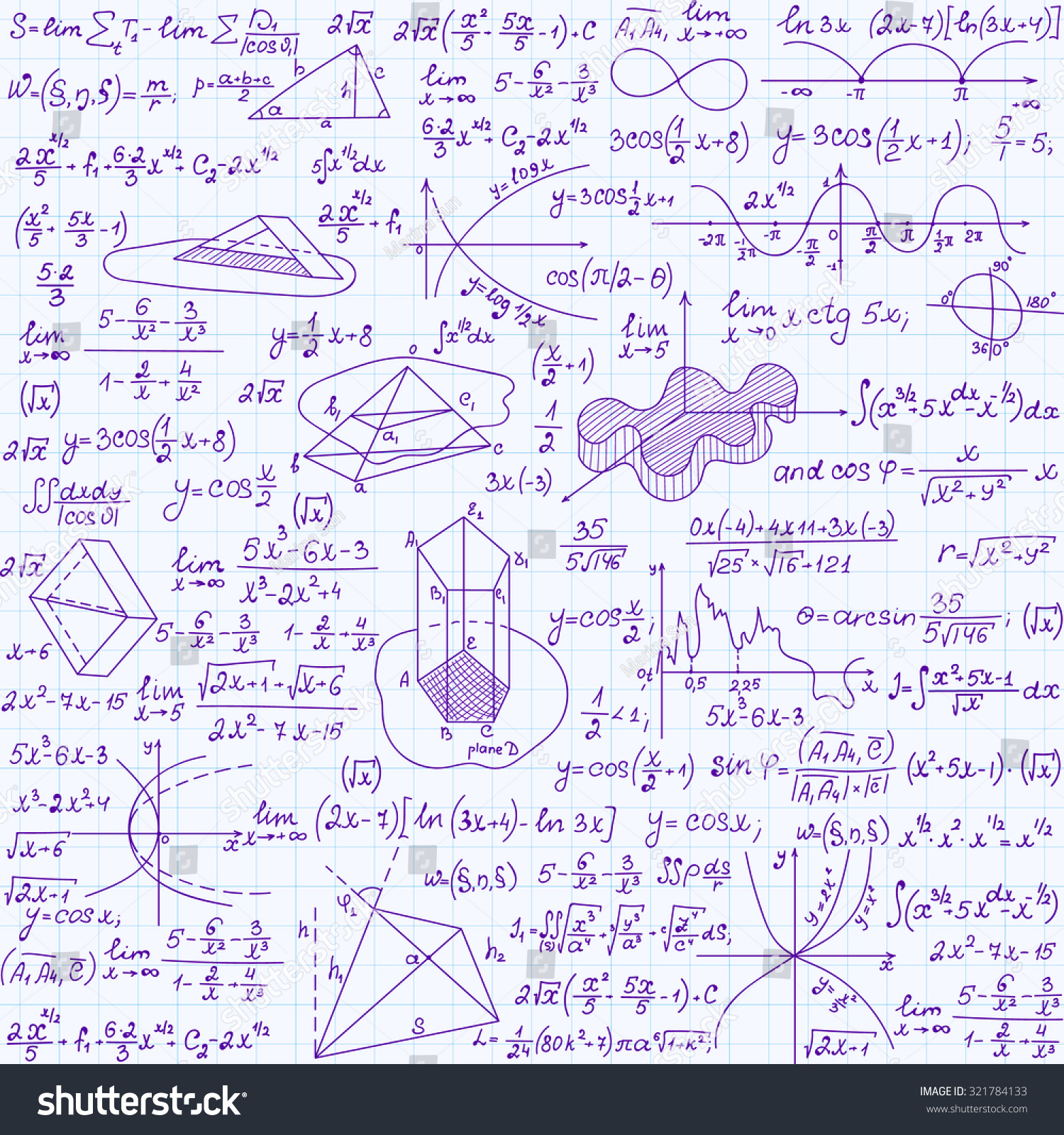 Mathematical Vector Seamless Texture Figures Equations Stock Vector ...