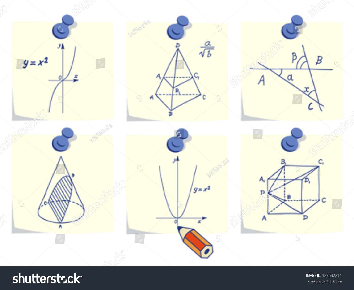 Mathematics Geometry Icons Sketches Formulas On Stock Vector (Royalty ...