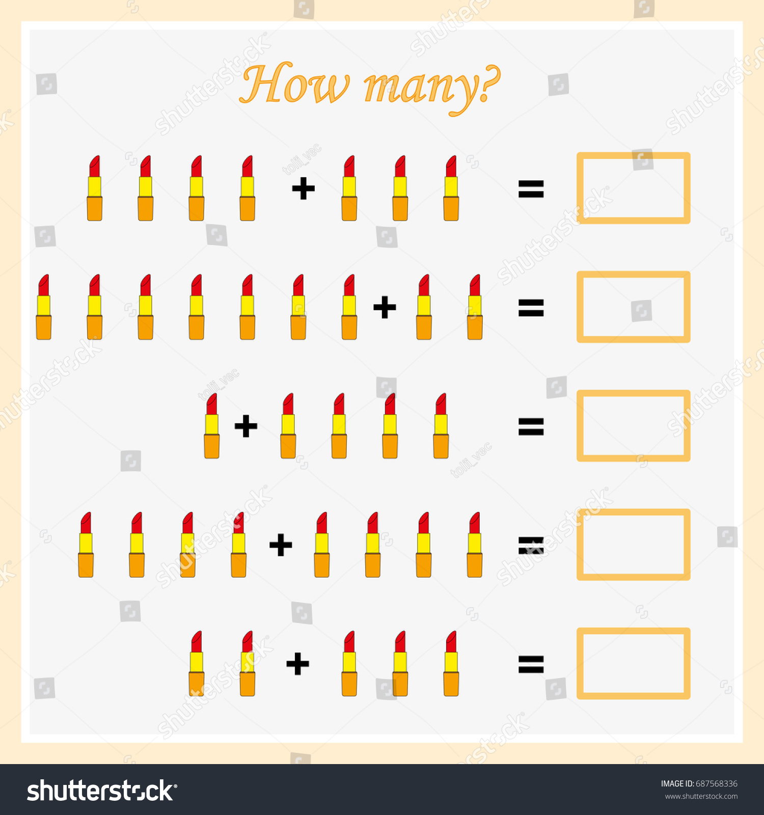 Mathematics Task How Many Objects Worksheet Stock Vector (Royalty Free ...