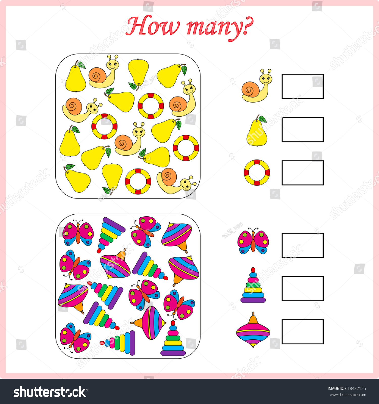 Mathematics Task Worksheet How Many Objects: เวกเตอร์สต็อก (ปลอดค่า ...