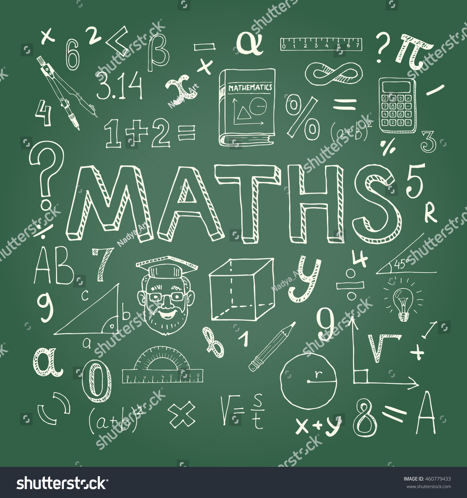 Maths Hand Drawn Vector Background Doodle Stock Vector (Royalty Free ...