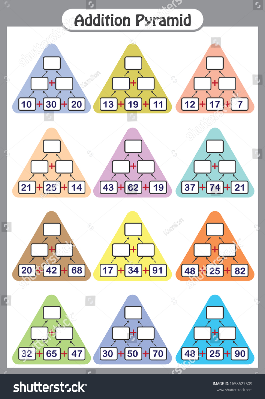 Maths Pyramids Mental Maths Practice Complete Stock Vector (Royalty ...