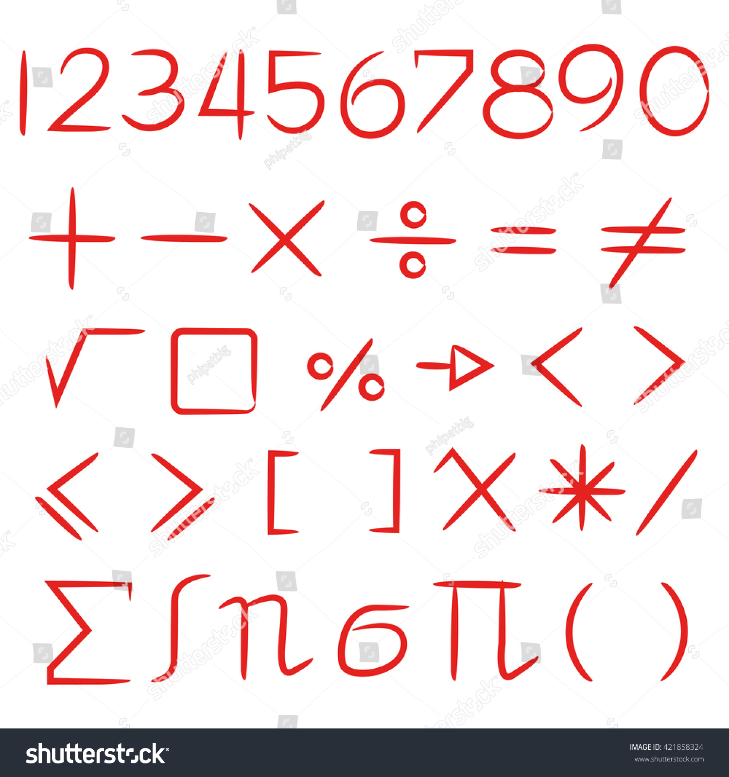Maths Sign Vector Set Number Stock Vector (Royalty Free) 421858324 ...