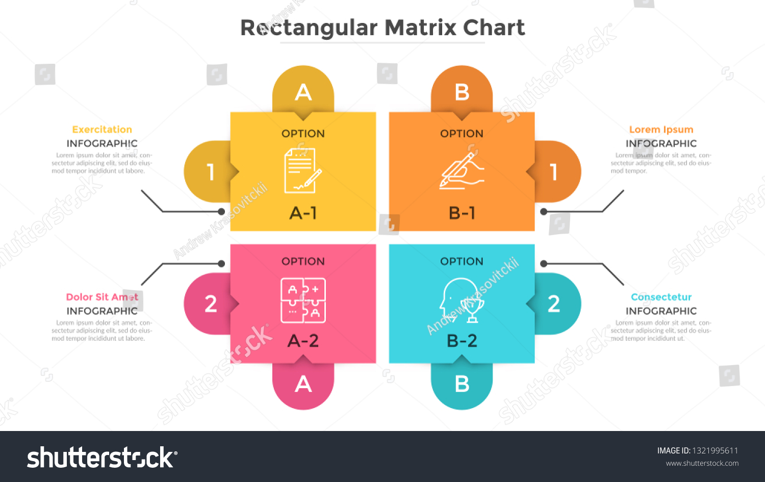Matrix Diagram 4 Colorful Rectangular Cells Stock Vector Royalty Free 1321995611