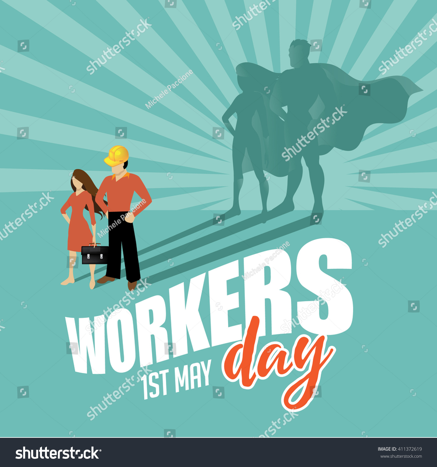 May First Workers Day Superhero Design Stock Vector (Royalty Free ...