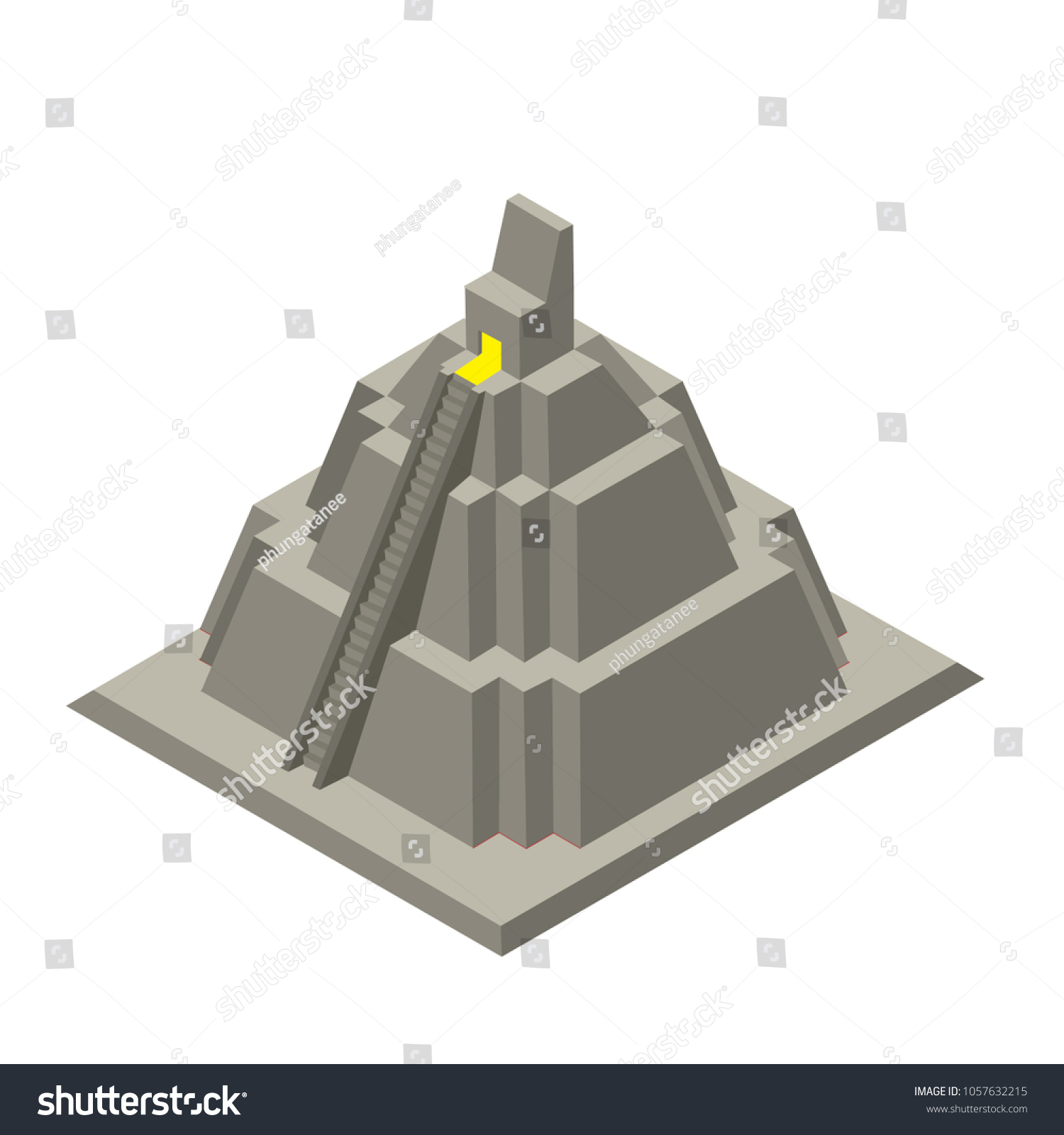 Mayan Pyramid Isometric Landmark Vector Stock Vector (Royalty Free ...