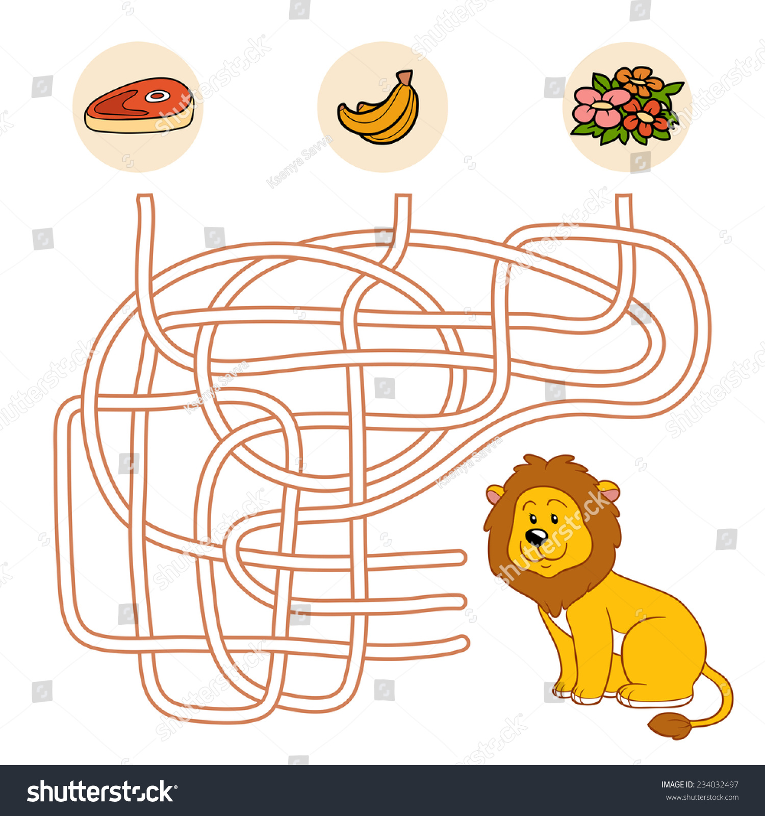 Maze Game Lion Stock Vector (Royalty Free) 234032497