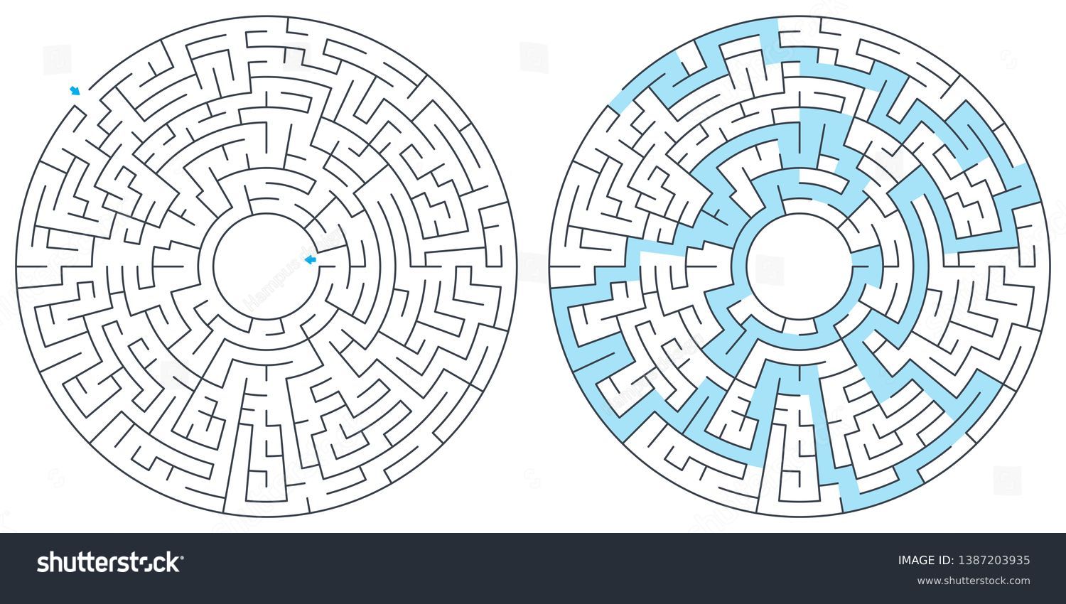 Maze Labyrinth Solution Vector Illustration Round Stock Vector (Royalty ...